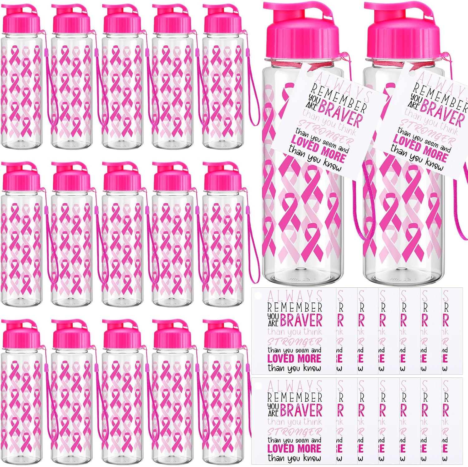 Amazon.com: 15 Pcs Breast Cancer Awareness Gift Plastic Cup with Pink ...