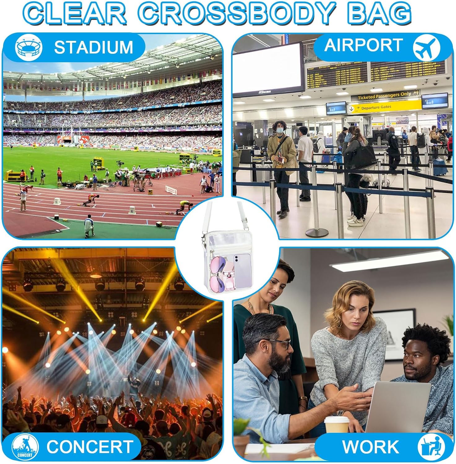 Clear Crossbody Purse Bag Stadium Approved Clear Tote Bag Small Clear ...