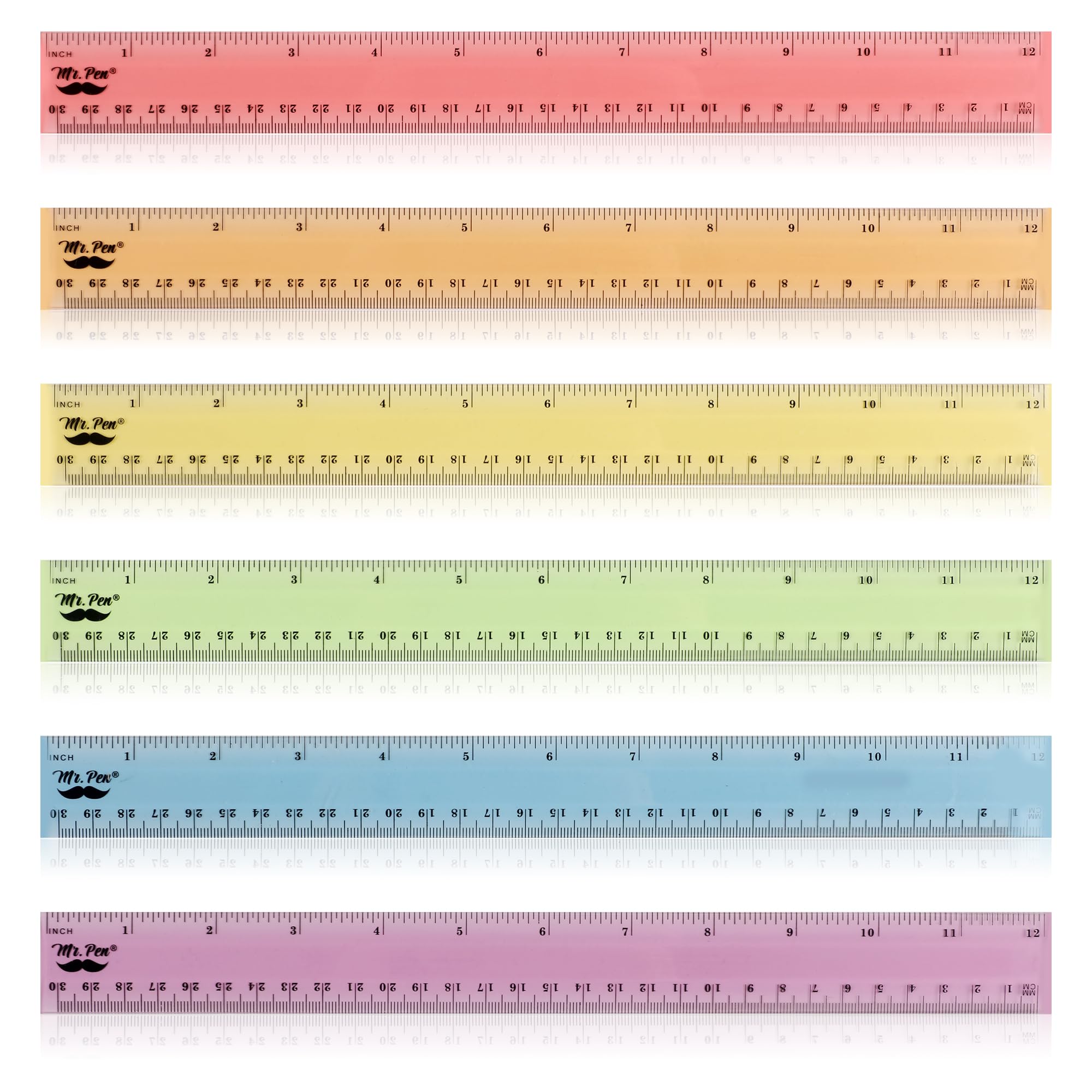 Amazon.com: Mr. Pen- Plastic Rulers, 12 Inch, 6 Pack, Pastel Colors ...