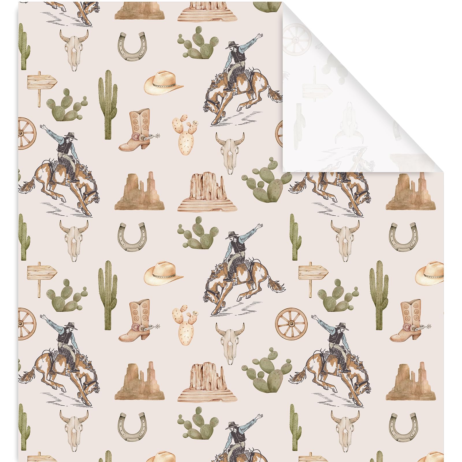 Amazon.com: JarThenaAMCS Western Cowboy Wrapping Paper -Not Roll- Wild ...