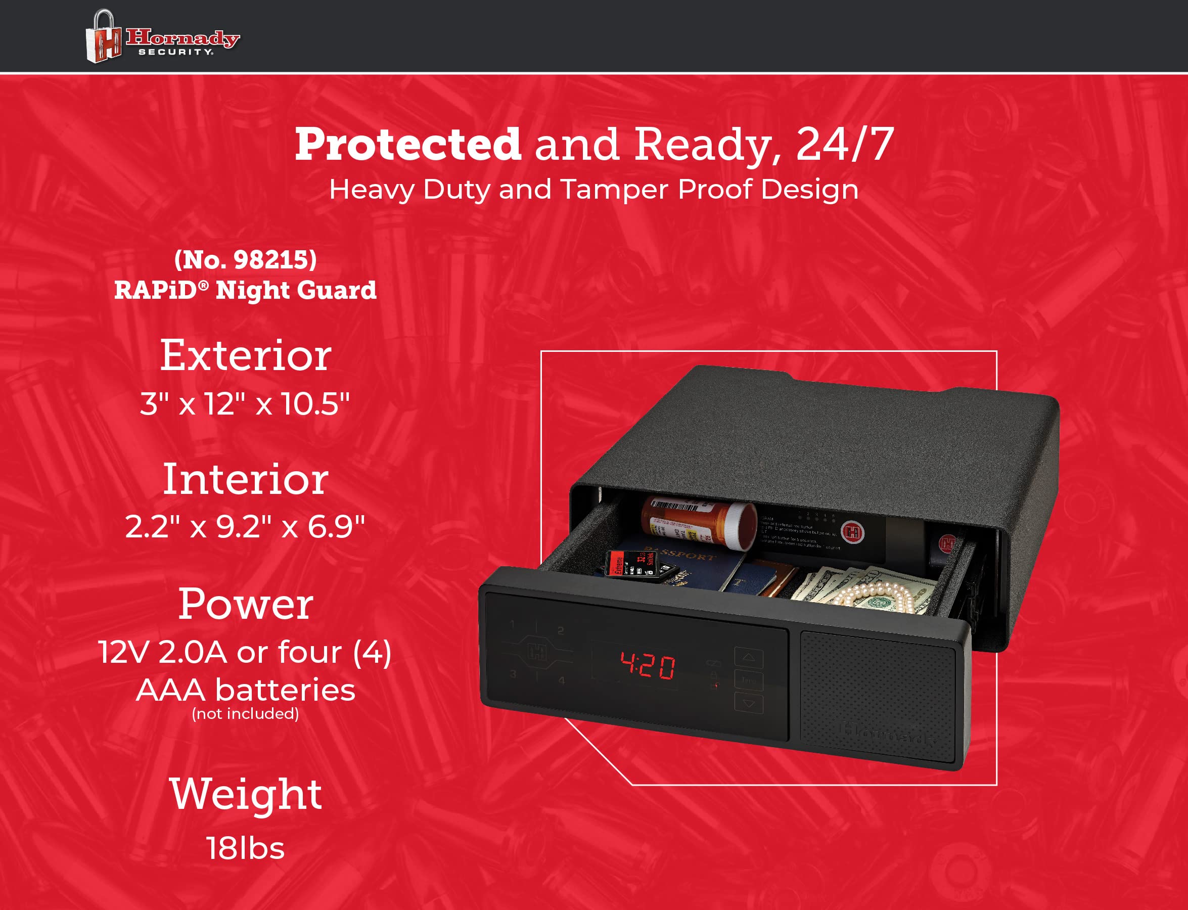 Snapklik.com : Hornady Rapid Safe Night Guard Nightstand Gun Safe