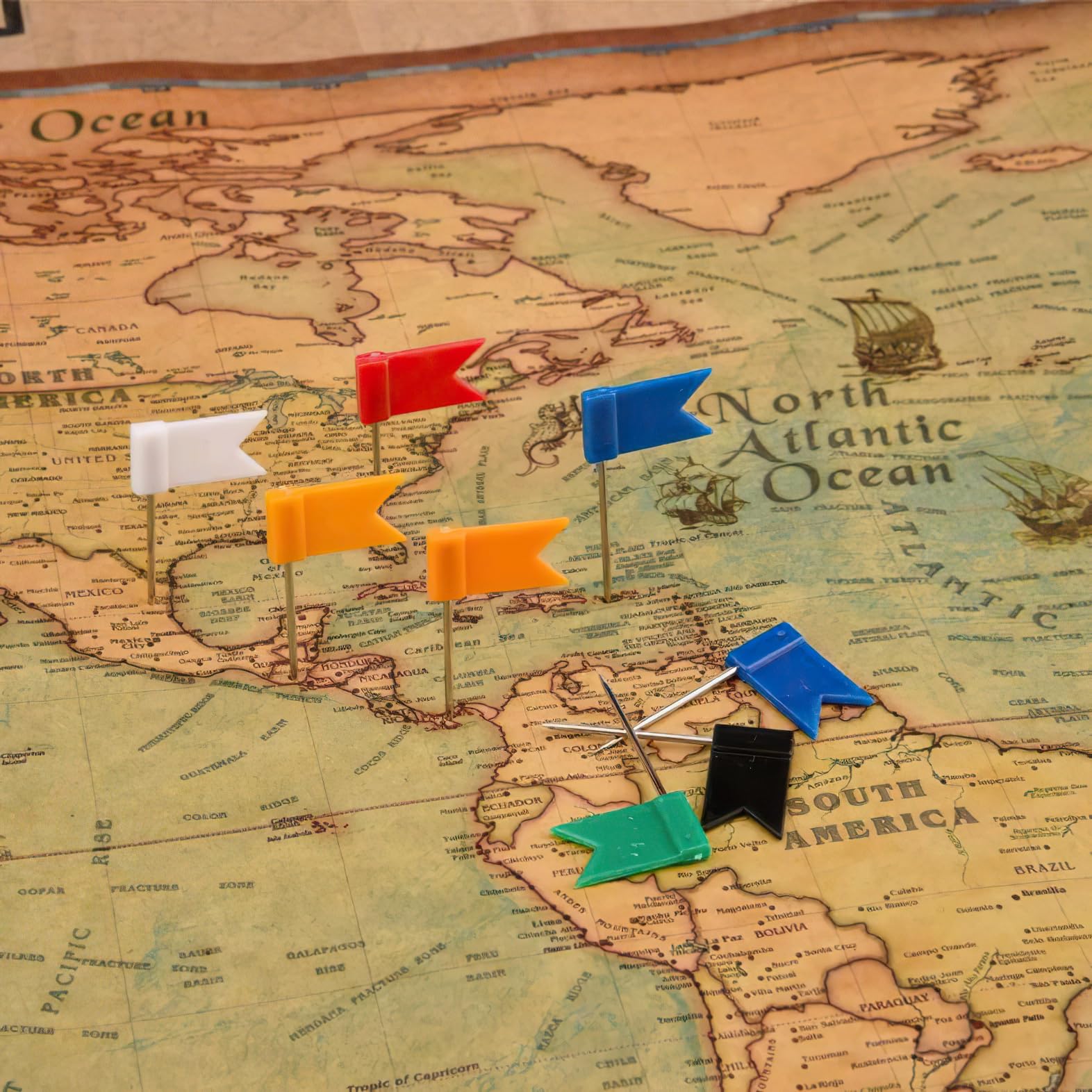 Snapklik.com : 100 Pieces Multi-Color Map Flag Push Pins, Flag Push ...