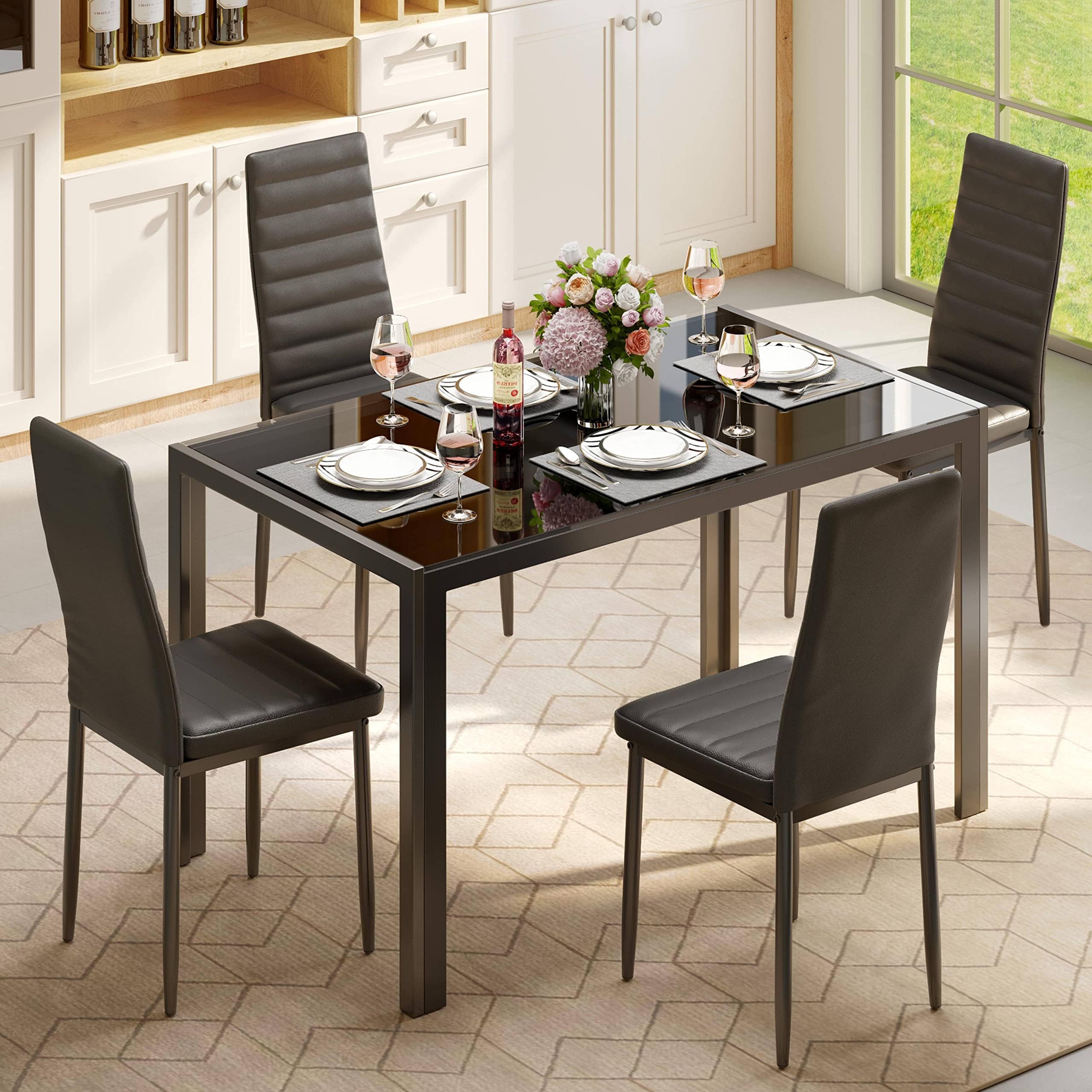 Amazon.com - FDW Dining Table Set Glass Dining Room Table Set for Small ...
