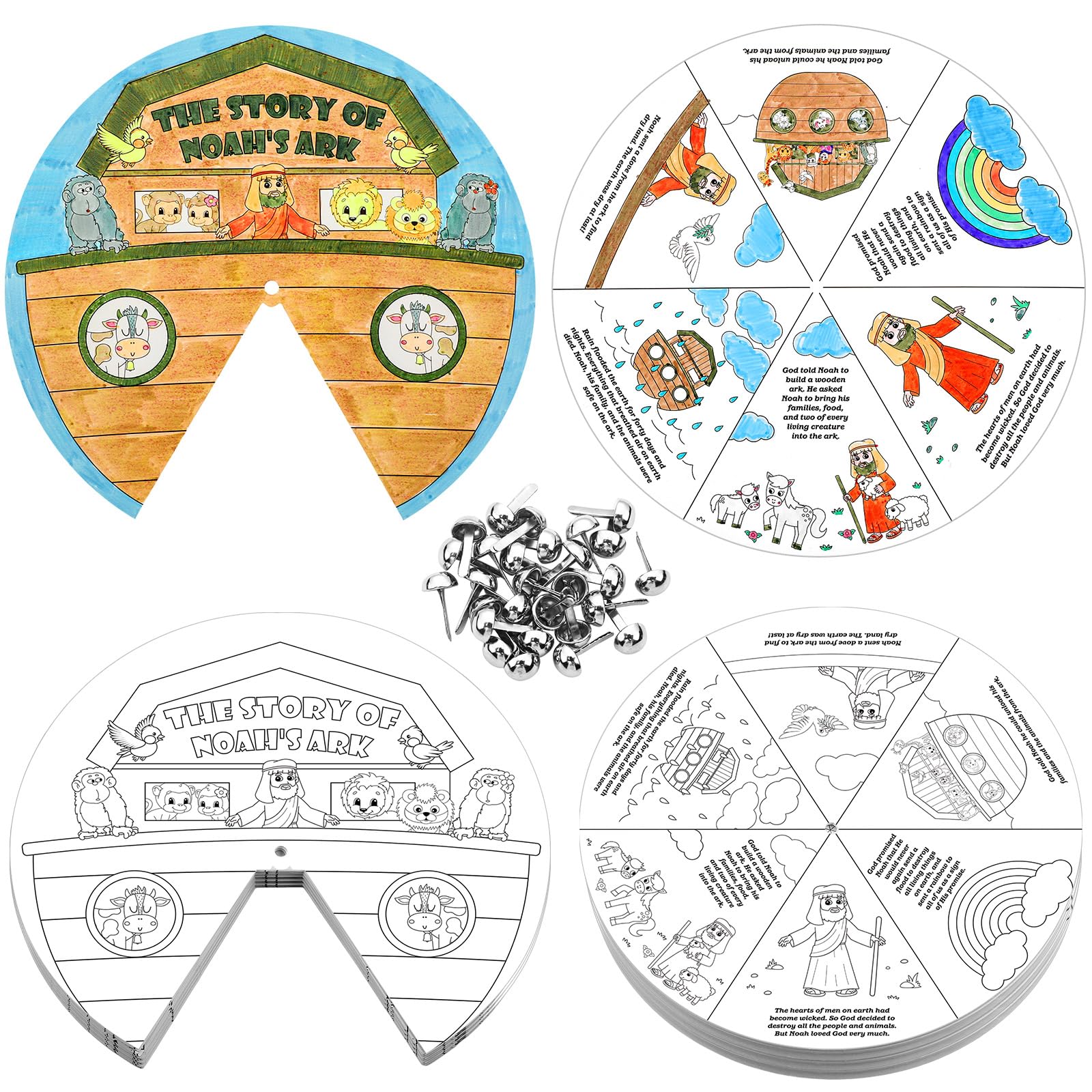 Snapklik.com : Spiareal 30 Set The Story Of Noahs Ark Coloring Wheel ...
