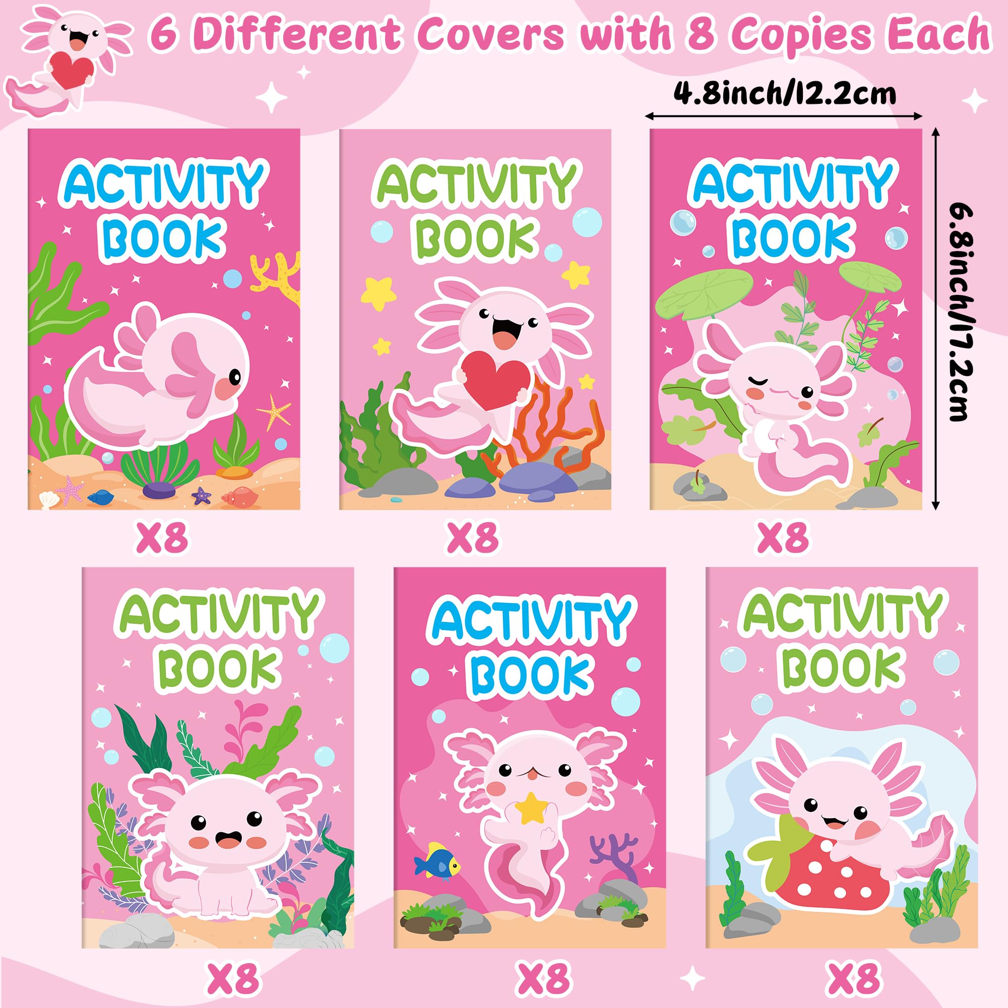 Snapklik.com : Axolotl Activity Books For Kids - 24Pcs Amphibian ...