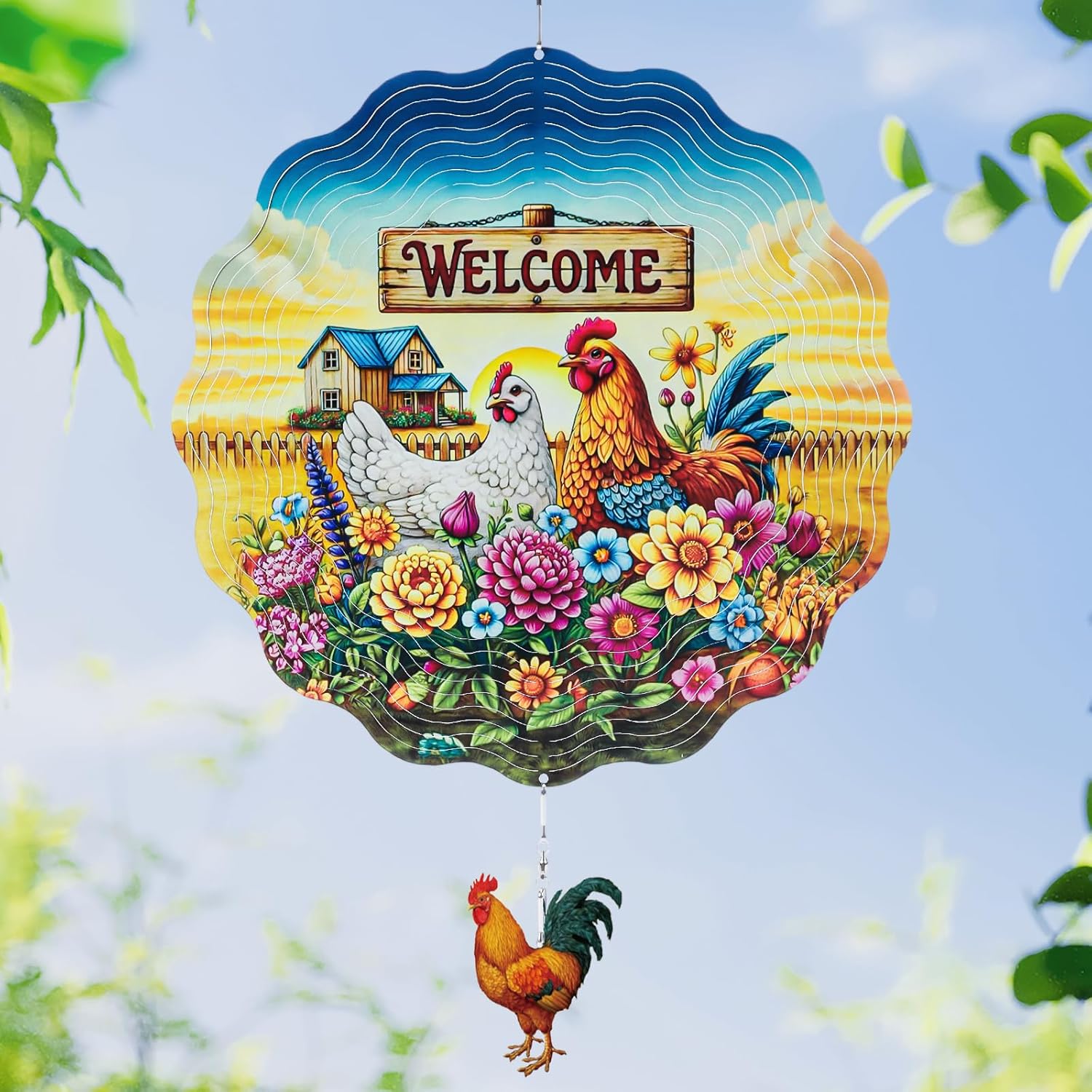 Amazon.com: Riletese Rooster Wind Spinners Outdoor - Chicken Gifts for ...