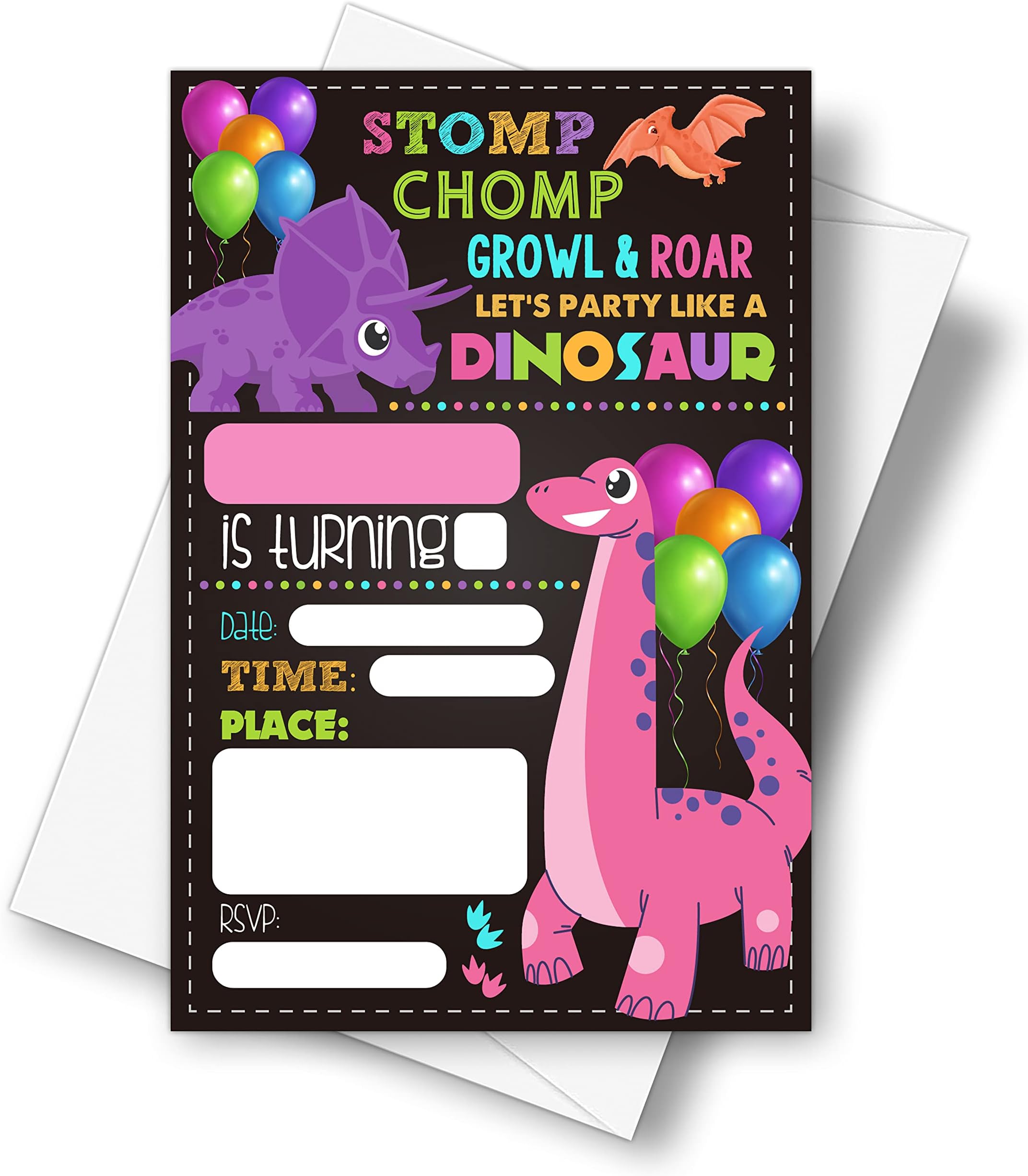 Amazon.com : Buildinest Three Rex Birthday Party Invitations with ...