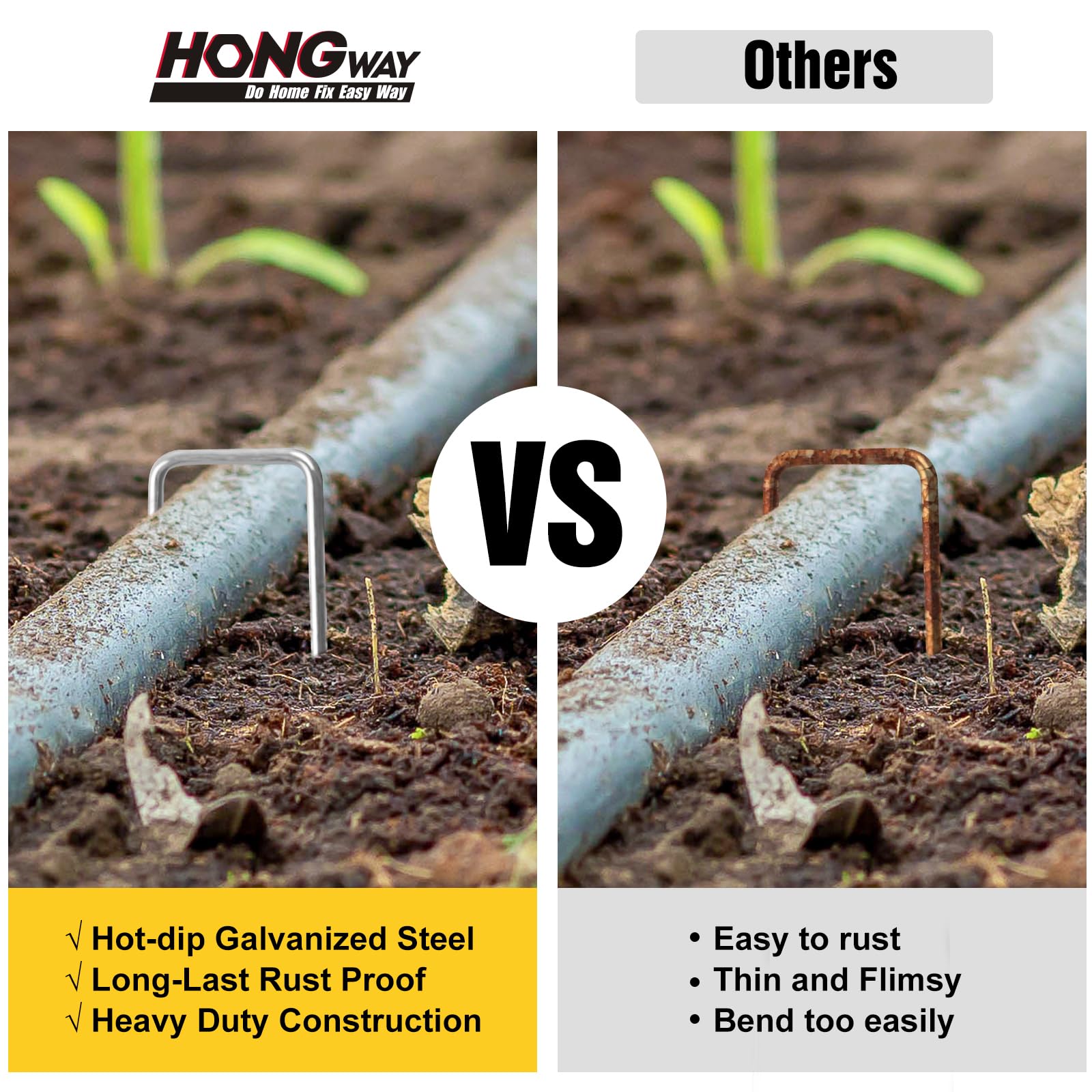 Snapklik.com : 6 Inch 25pcs Landscape Staples, 11 Gauge Galvanized ...