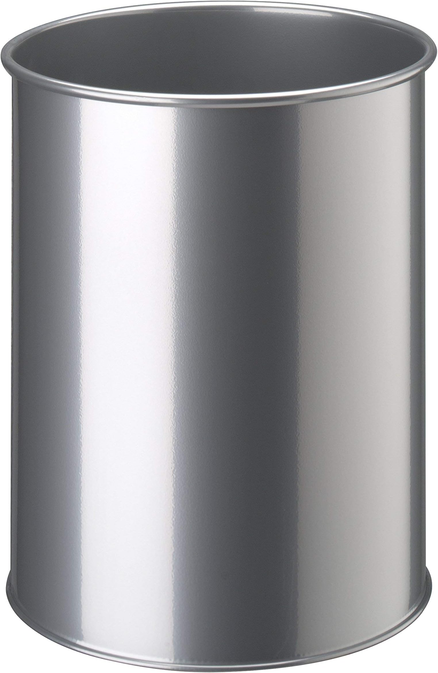 Durable Metal Round Waste Bin Silver 15 Litre Capacity, Made of Steel ...