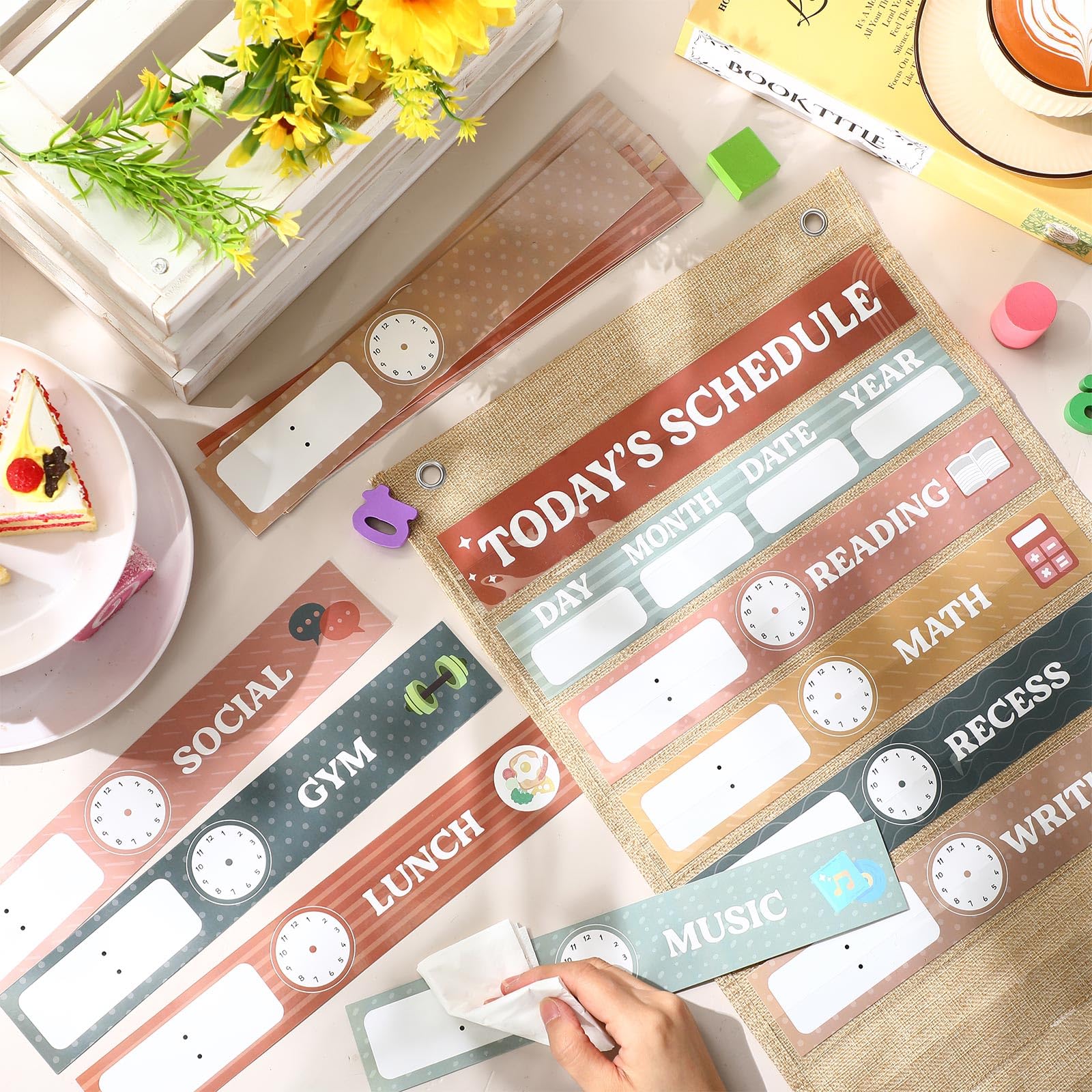 Snapklik.com : Pasimy Burlap Daily Schedule Pocket Chart