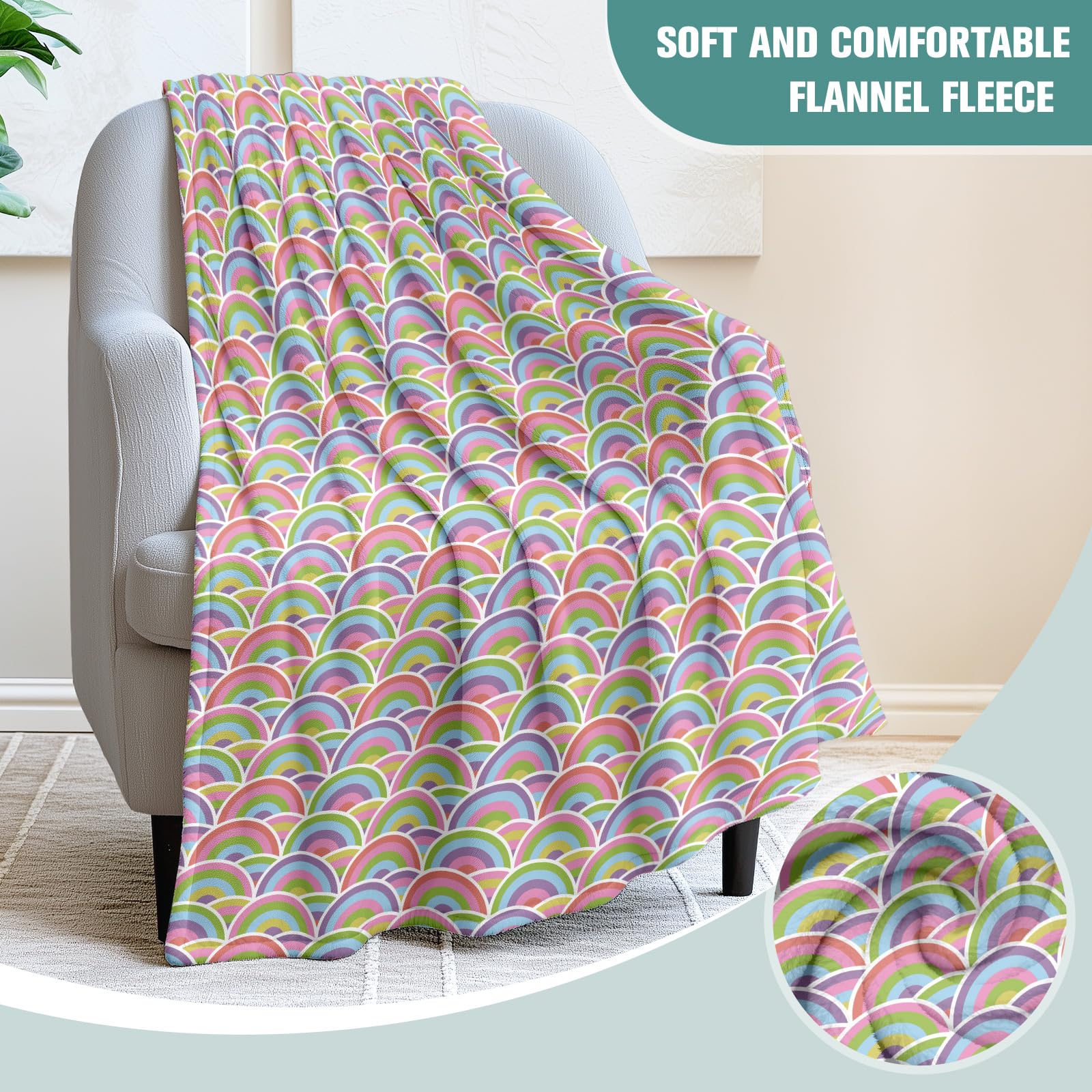 Snapklik.com : Rainbow Throw Blanket For Girls Plush & Warm Rainbow ...