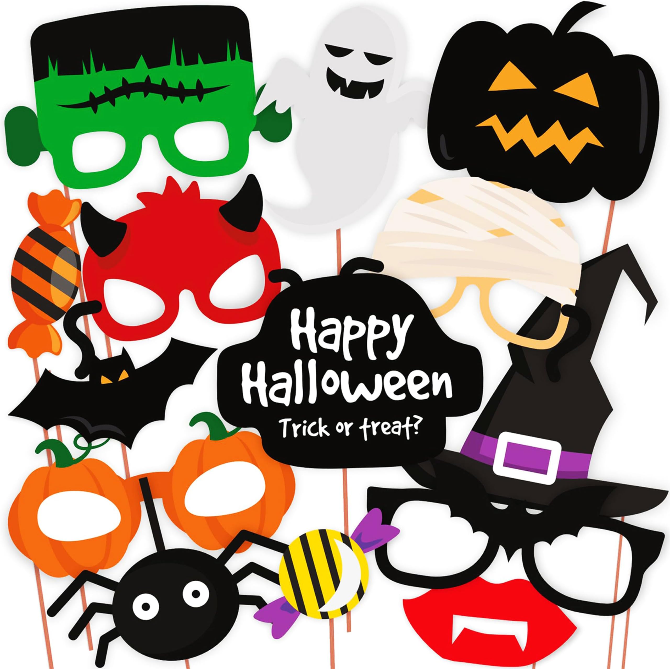 Hand Made 14 Pcs Halloween Party Prop Photo Booth Props DIY Kit for ...