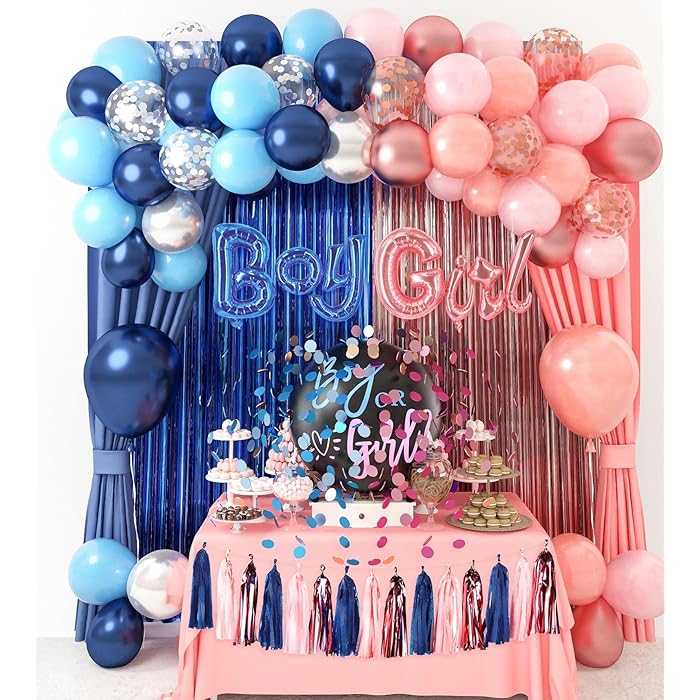 Buy Gender Reveal Tassels with Gender Reveal Balloon Navy Blue Rose ...