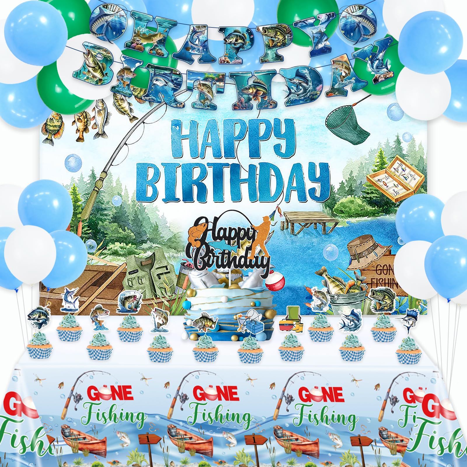 Amazon.com: Fishing Birthday Party Decorations, Gone Fishing Party ...