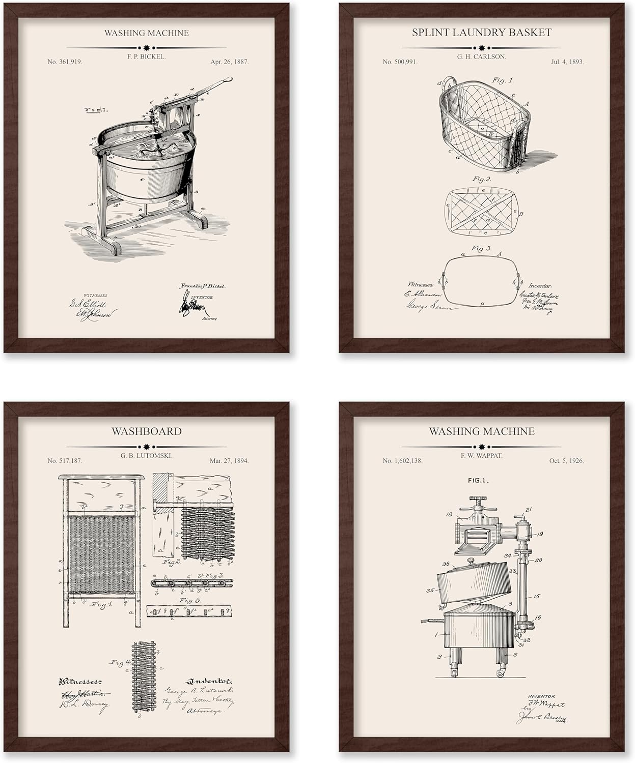 Amazon.com: Poster Master 4-Piece Laundry Blueprint Poster - Washing ...