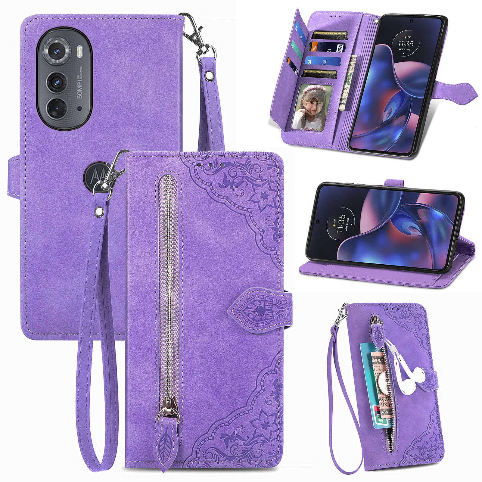 Amazon.com: Monwutong Zipper Storage Design Wallet Phone Case for Motorola Edge 2022, Skin ...