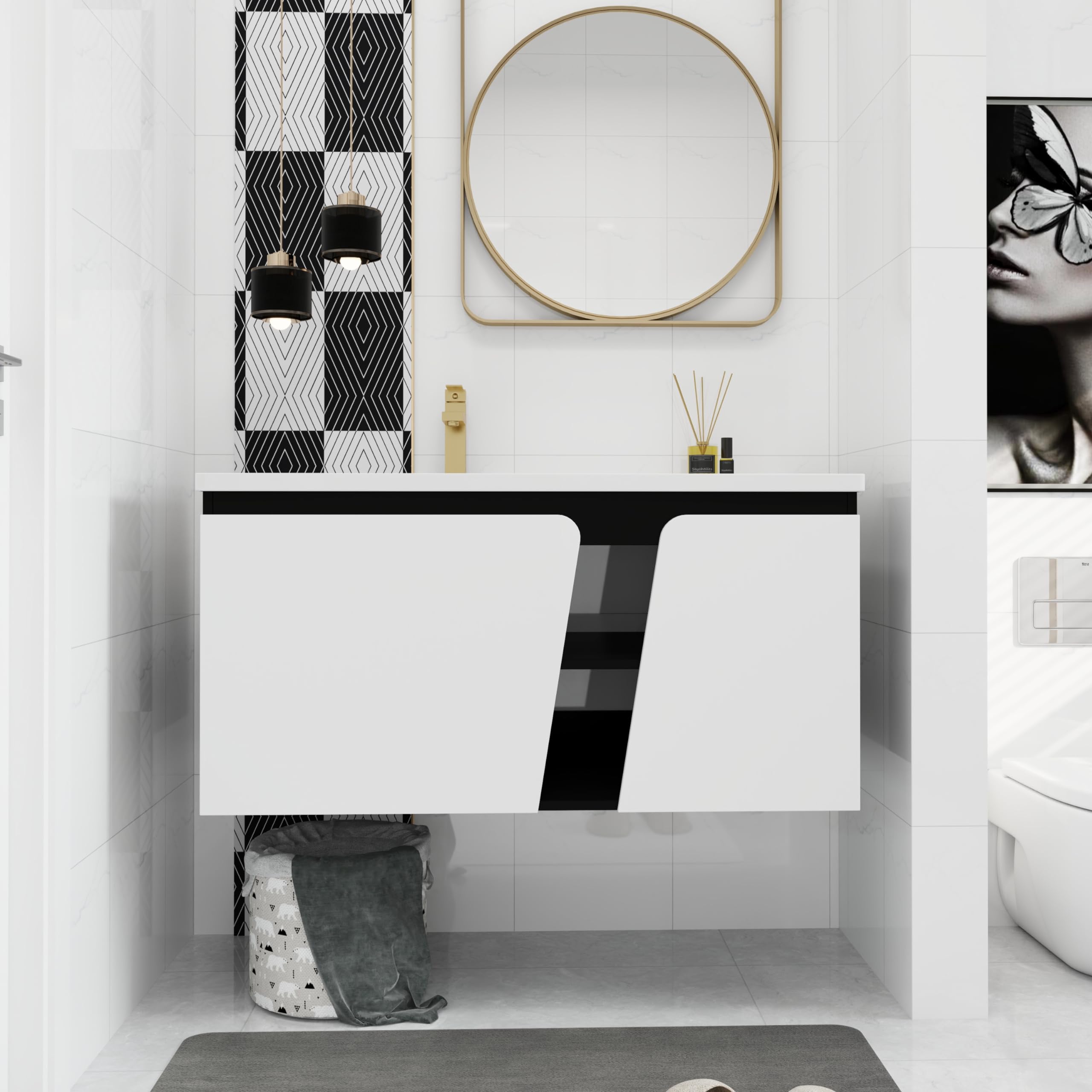 Amazon.com: Mcltopz 40 inch Bathroom Vanity with Ceramic Sink, Modern ...