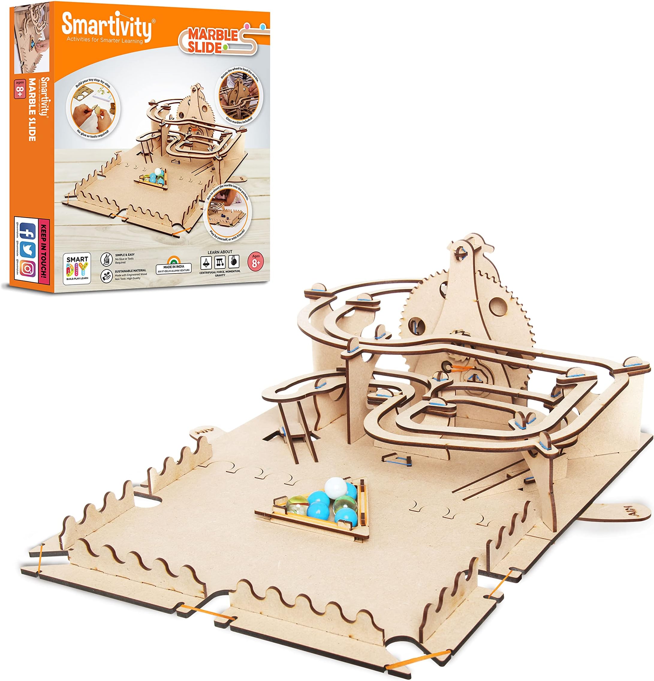 Marble Run Track for Toddlers and Babies Snaking Wooden Toy Marble Race ...