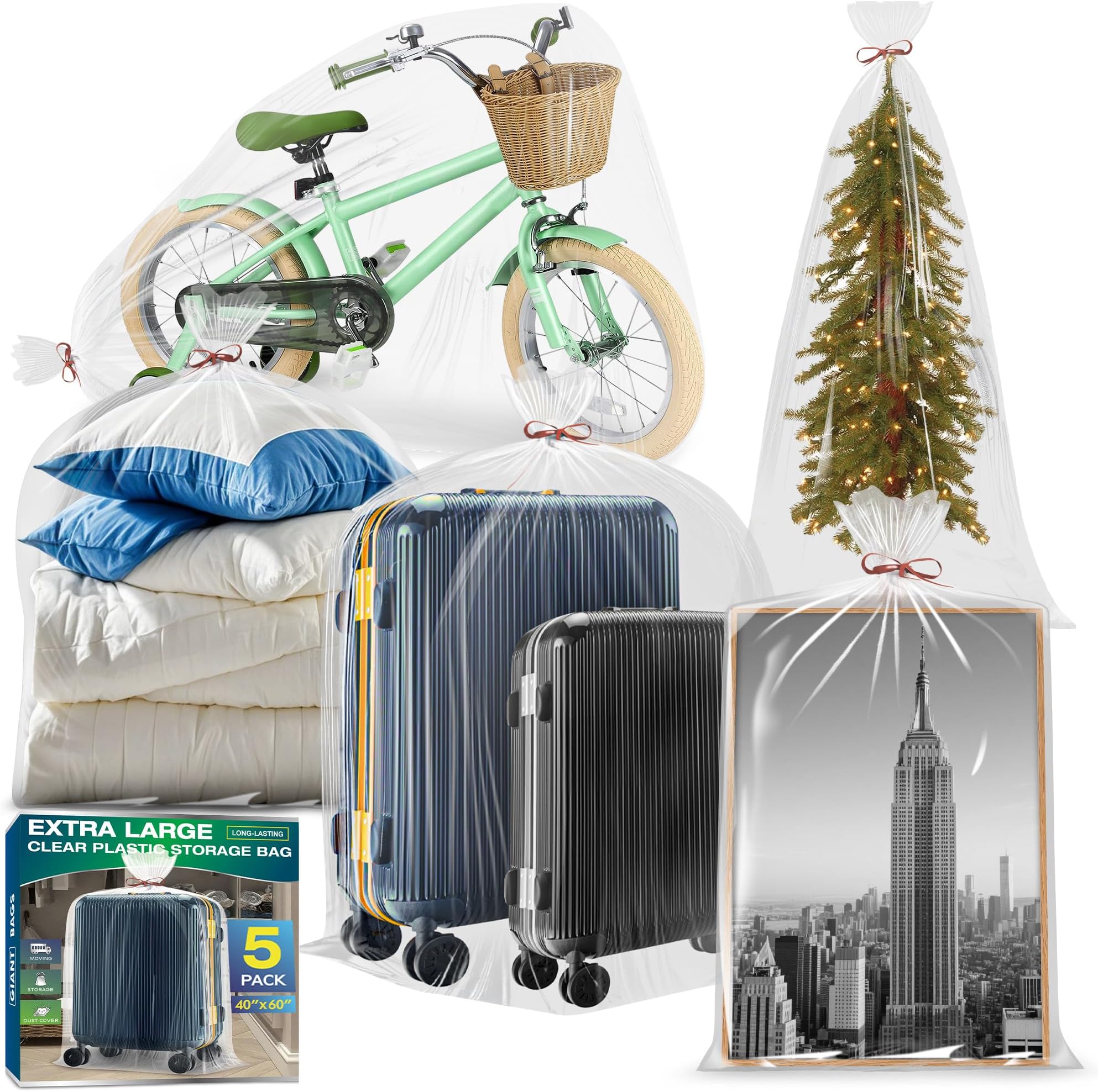 Amazon.com: Ohuimrt 40 x 60 Inch Extra Large Clear Plastic Bags, 4 Pack ...