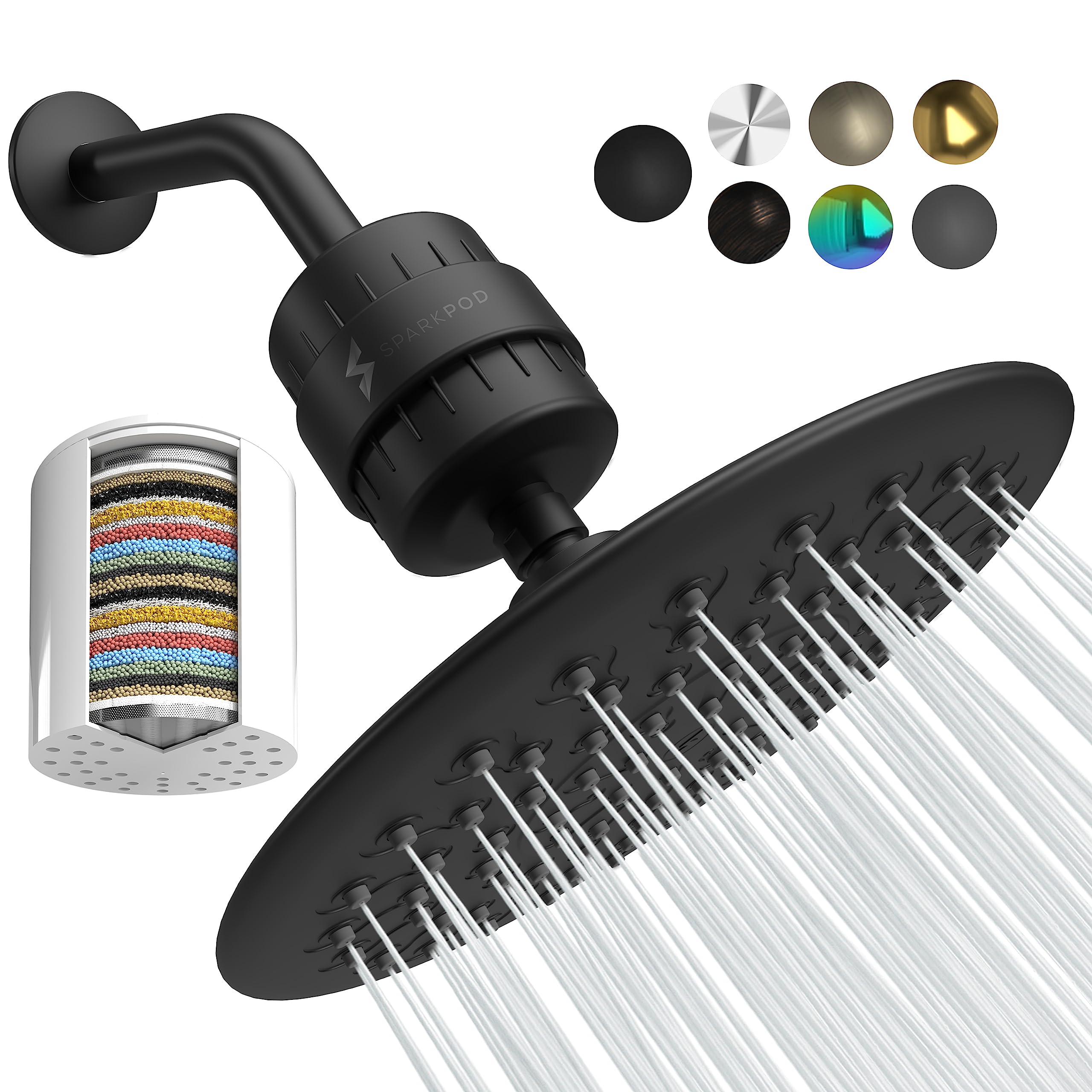 SparkPod High Pressure Shower Filter Head -Water Filter Suitable for ...