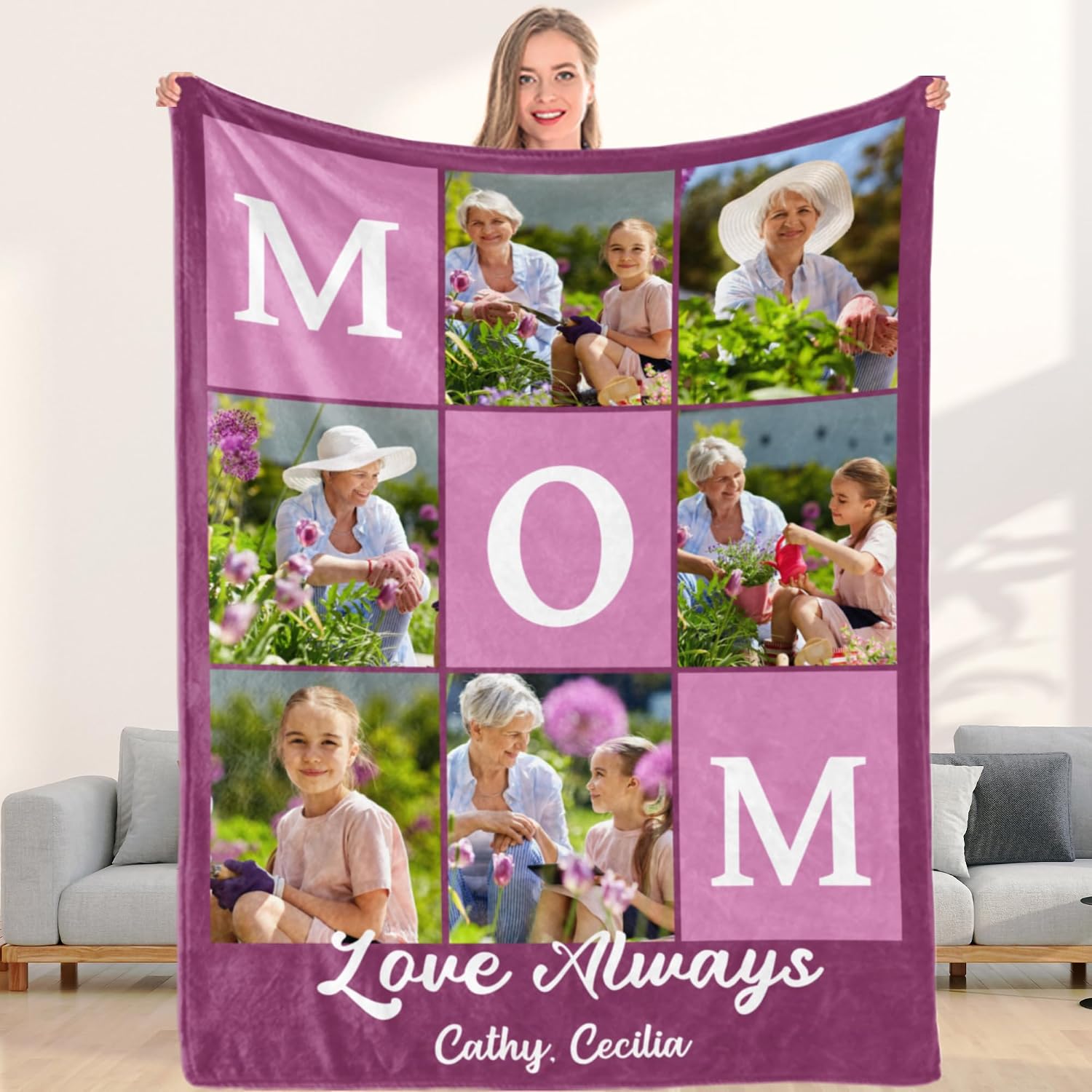 Amazon.com: DIYKST Custom Blankets with Photos Text Collage Made in USA ...