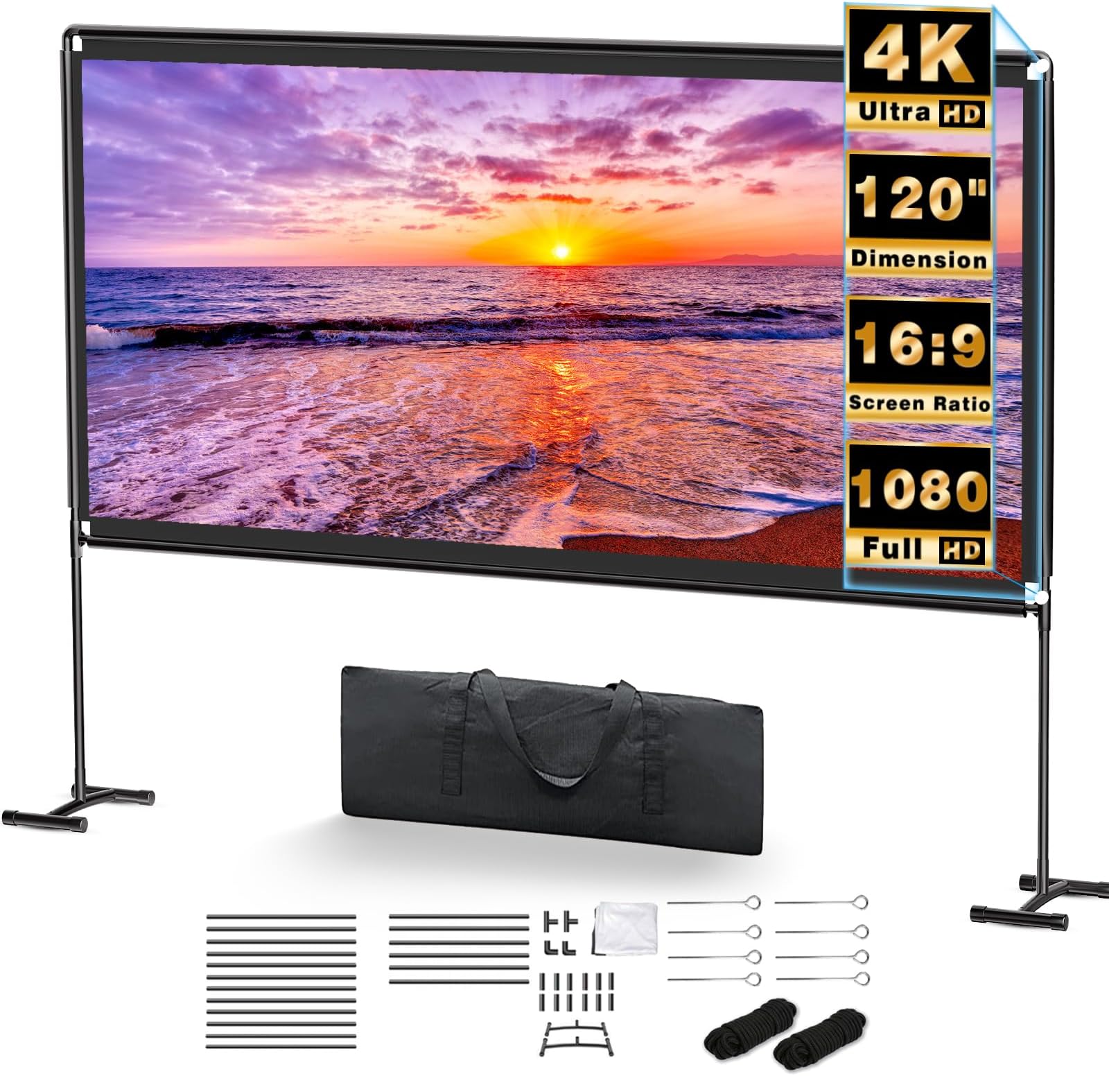 Amazon.com: HOVOBO Upgraded Projector Screen with Stand, 120" Foldable ...