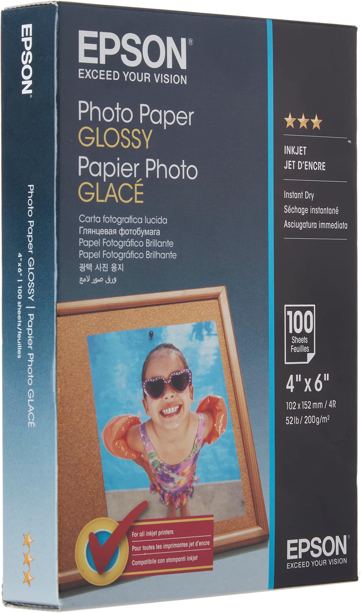 Epson S042038 Photo Paper Glossy, 4x6 Size, (100 Sheets) Ink : Amazon ...