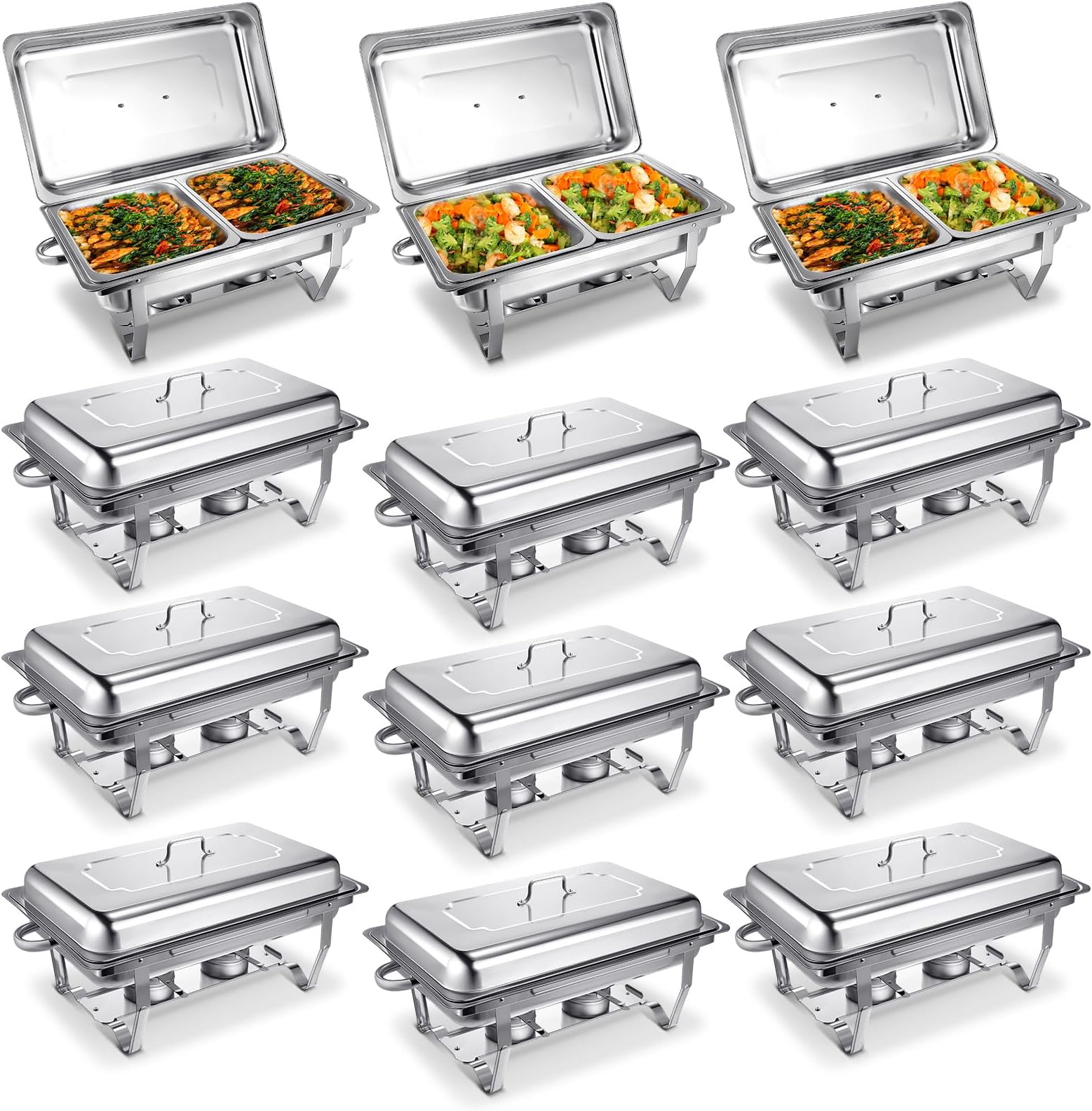 Amazon.com: Hoolerry 12 Pcs Chafing Dish Buffet Set 9 Qt Stainless Steel Chafer Set Catering ...