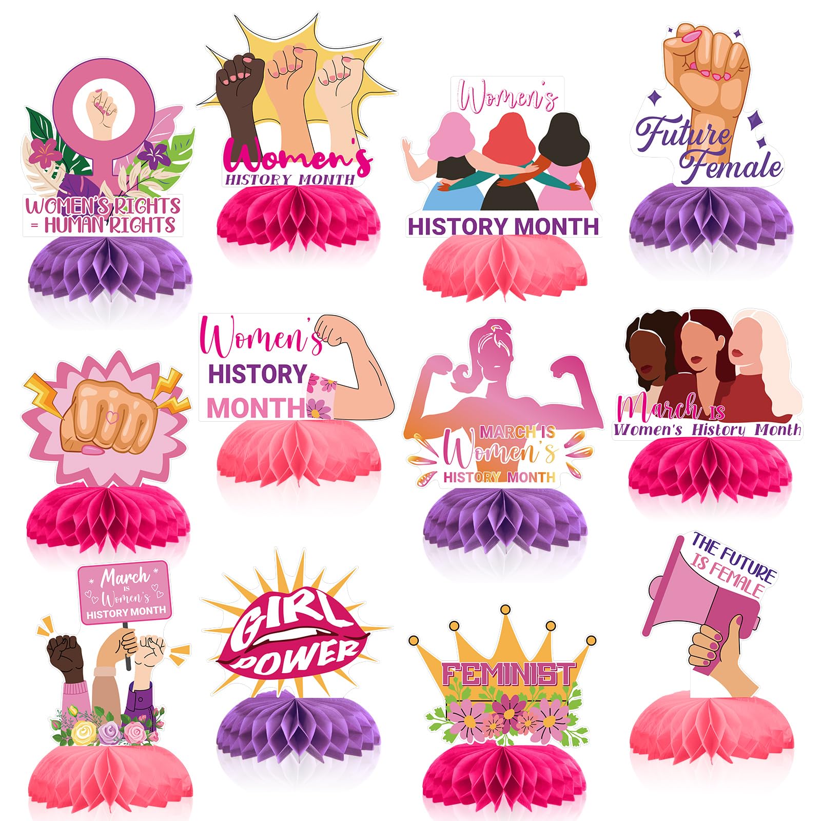 Amazon.com: Cholemy 12 Pcs Women's History Month Honeycomb Centerpieces ...