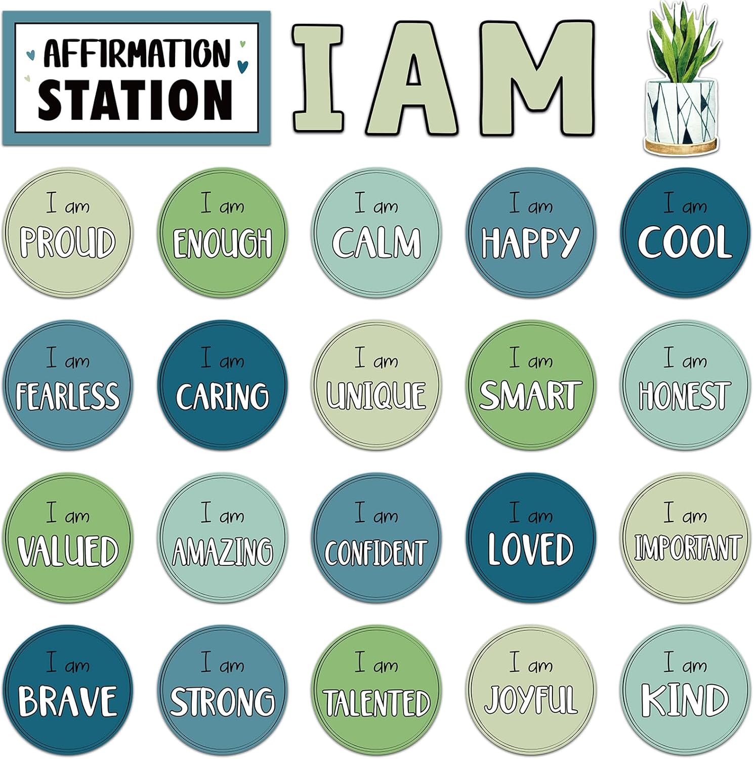 Amazon.com : Frienda Greenery Affirmation Station Bulletin Board Set ...