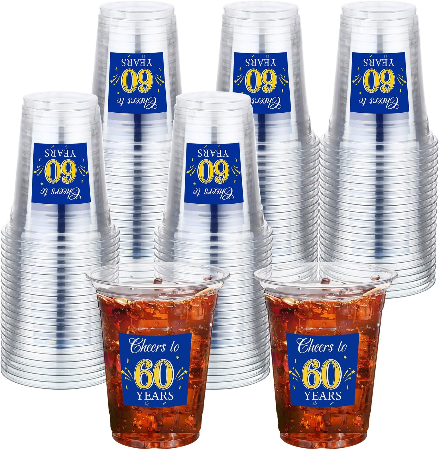 Amazon.com: Ziliny 50 Pack 60th Birthday Cups 16 oz Cheers to 60 Years ...