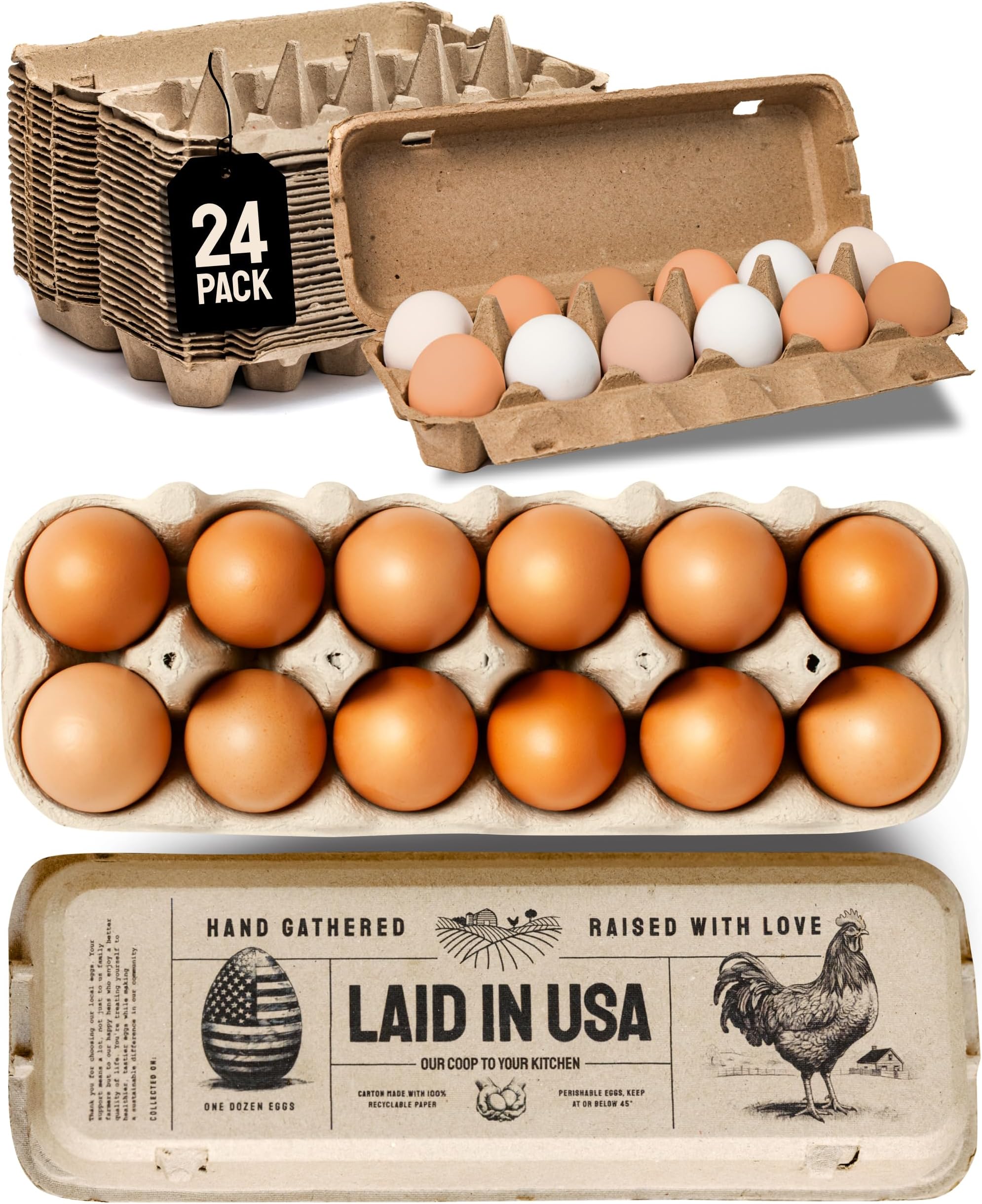 Amazon.com: Pecking order Green Paper Pulp Egg Cartons - 50 Pack : Home ...