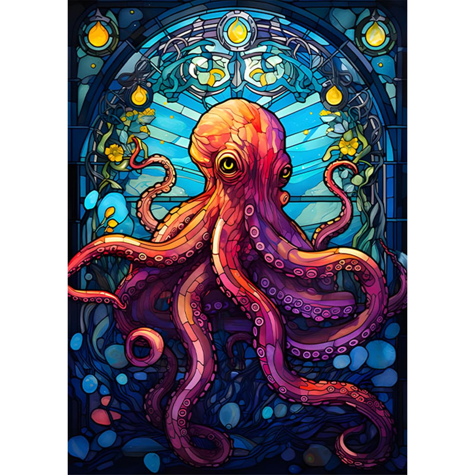 Amazon.com: SENQAO Octopus Diamond art Kits for Adults, Stained Glass ...