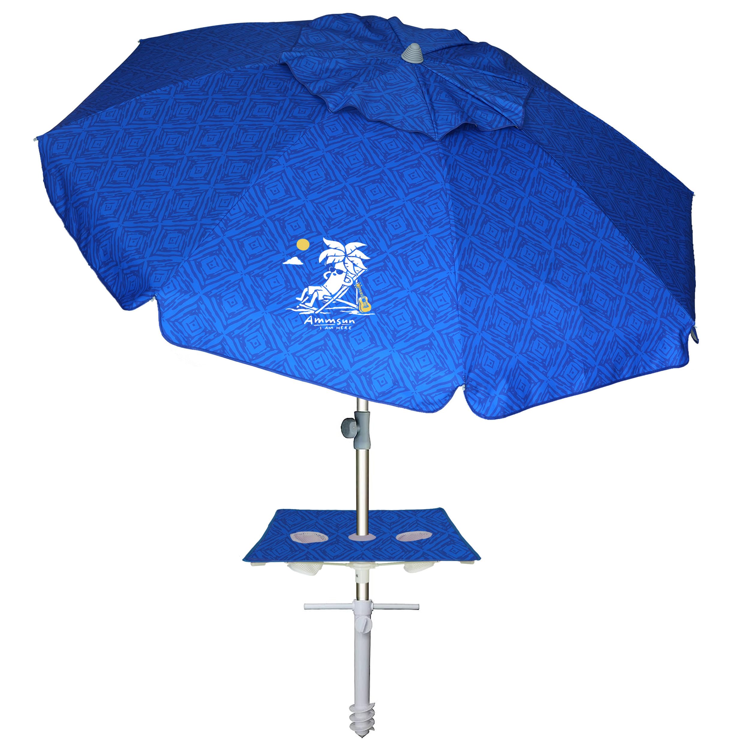 Amazon.com : AMMSUN Beach Umbrella with Sand Anchor & Table Tray ...