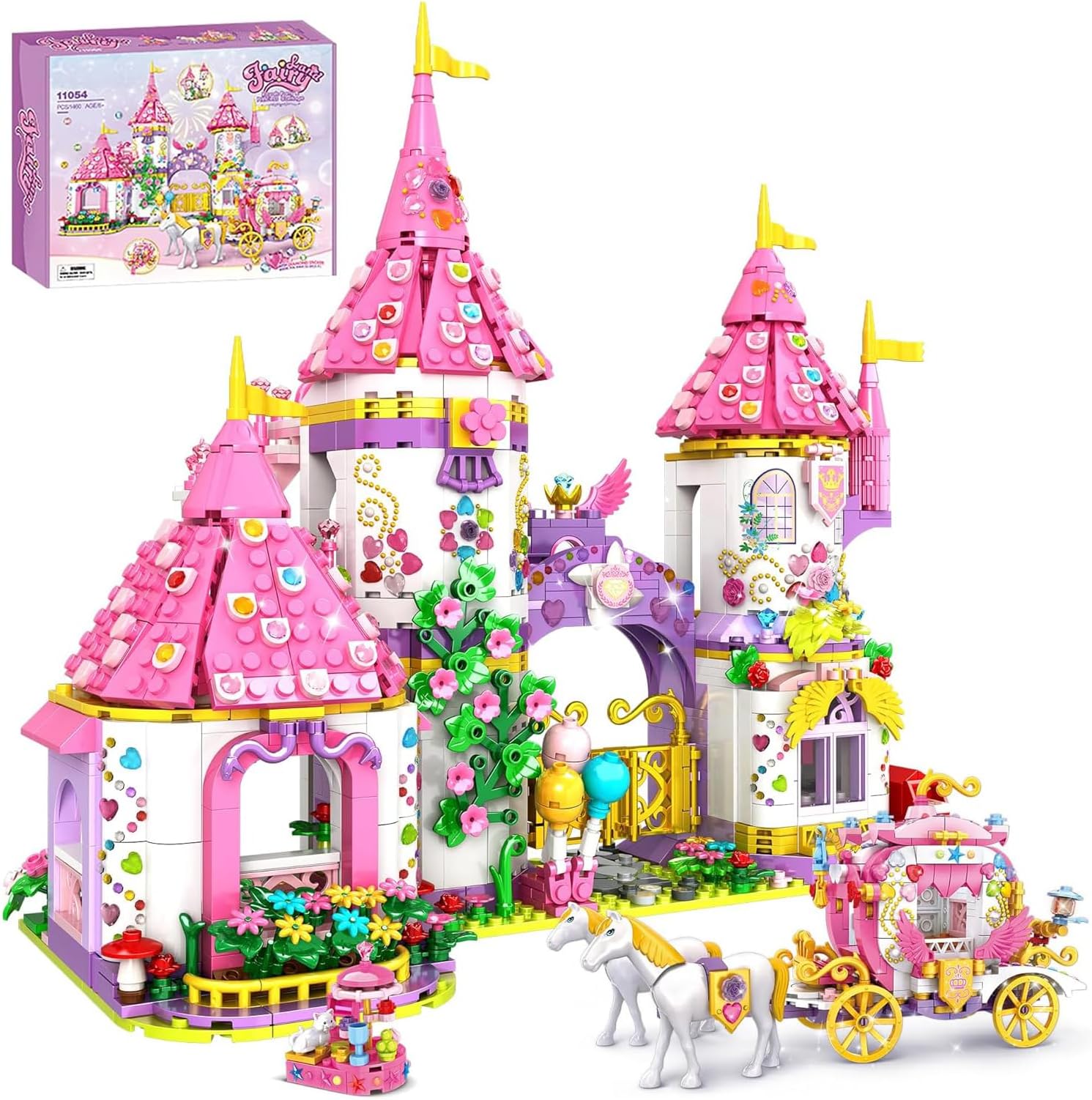 Princess Castle Building Blocks Set, 1460 PCS Girls Castle Building Toy ...
