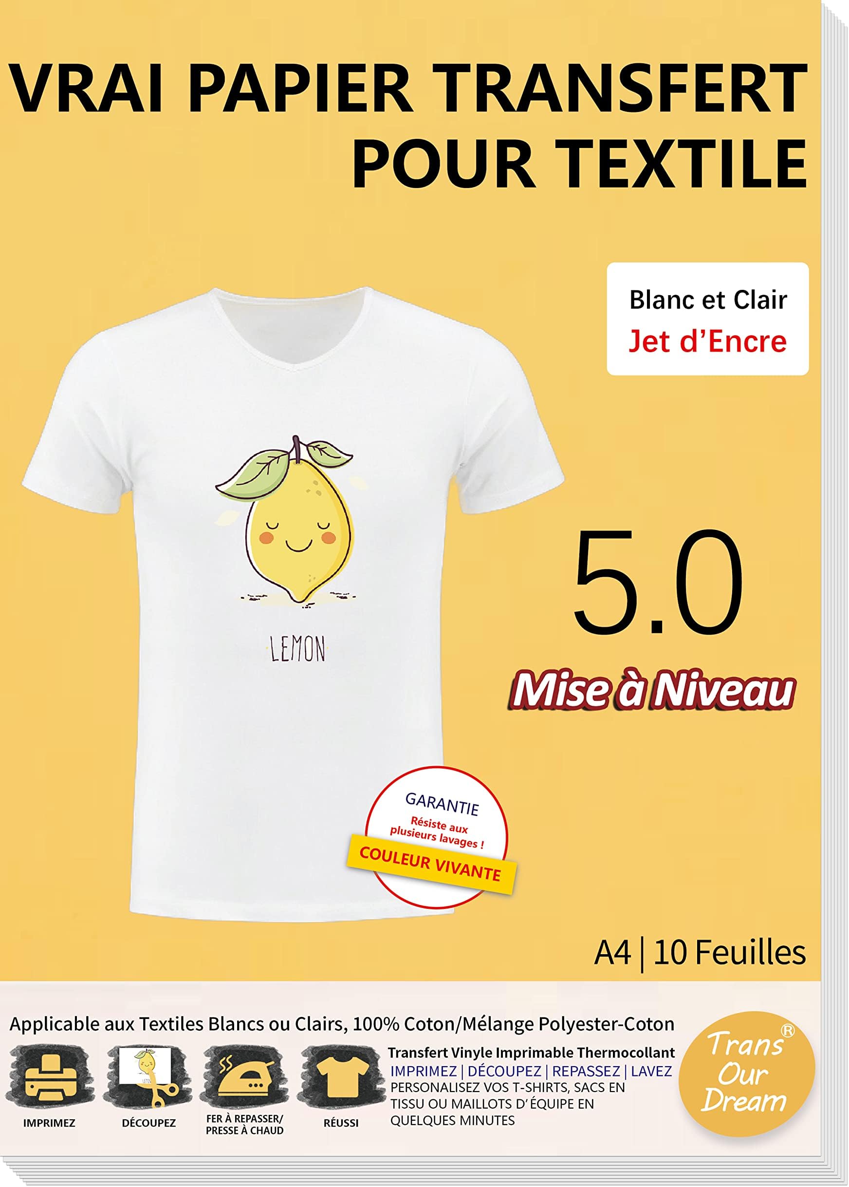 AVERY - 8 Transferts Personnalisables pour Textiles Blancs ou Clairs ...