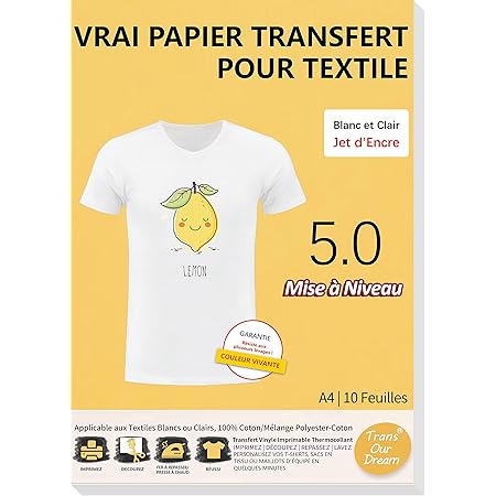 TransOurDream - 12 Feuilles x A4 Vrai Papier Transfert transparent pour ...