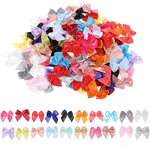 Amazon.com: Mini Bows, 100 Pcs 1 Inch Multicolor Ribbon Bows Small ...