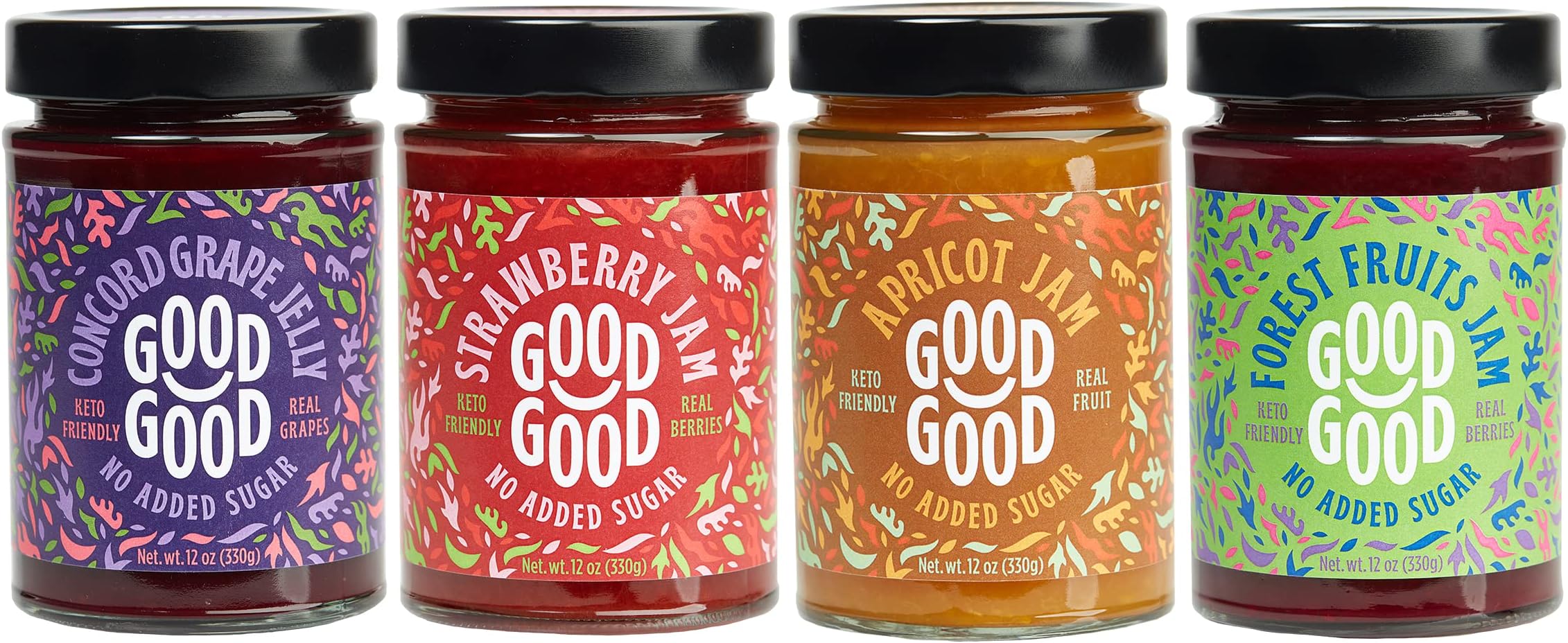 Amazon.com: GOOD GOOD No Added Sugar Fruit Jam Variety Pack of 4 - Keto ...