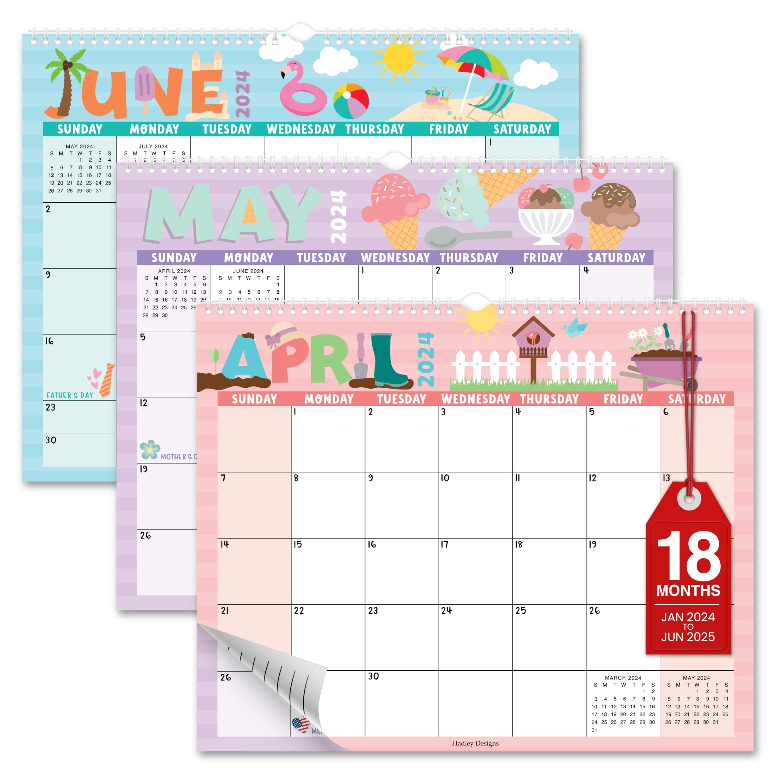 Snapklik.com : Hadley Designs Doodle Large Wall Calendar 2024-2025 - 18 ...