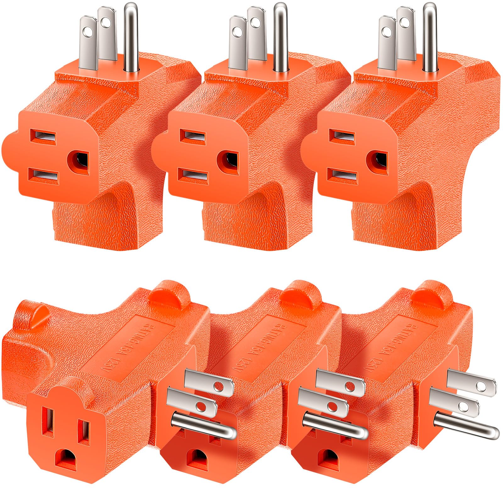 Hiboom 6 Pieces 3 Way Plug Adapter 3 Prong Outlet Splitter Power ...