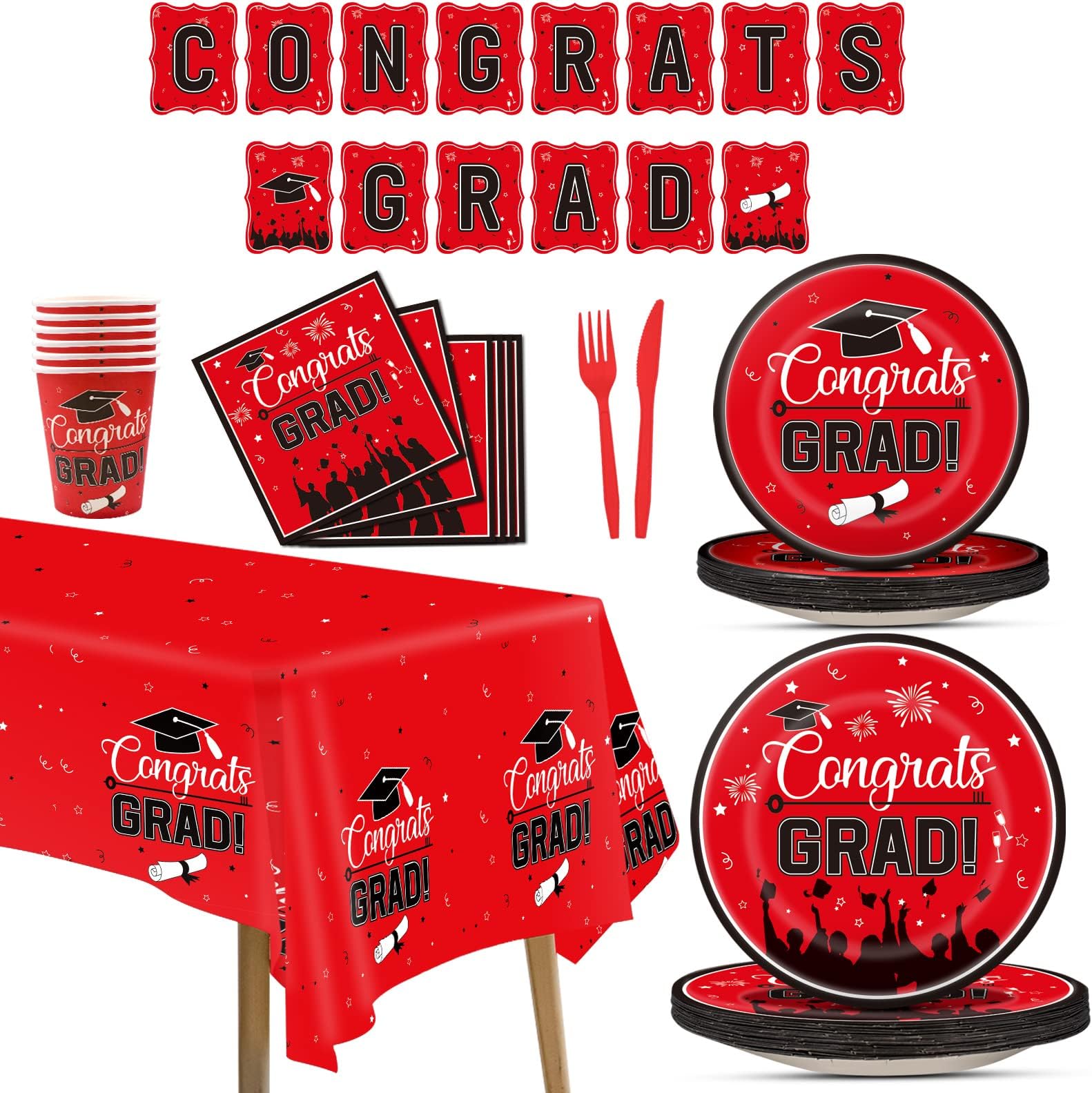 Amazon.com: Graduation Decorations Class of 2024 Red Graduation Paper ...