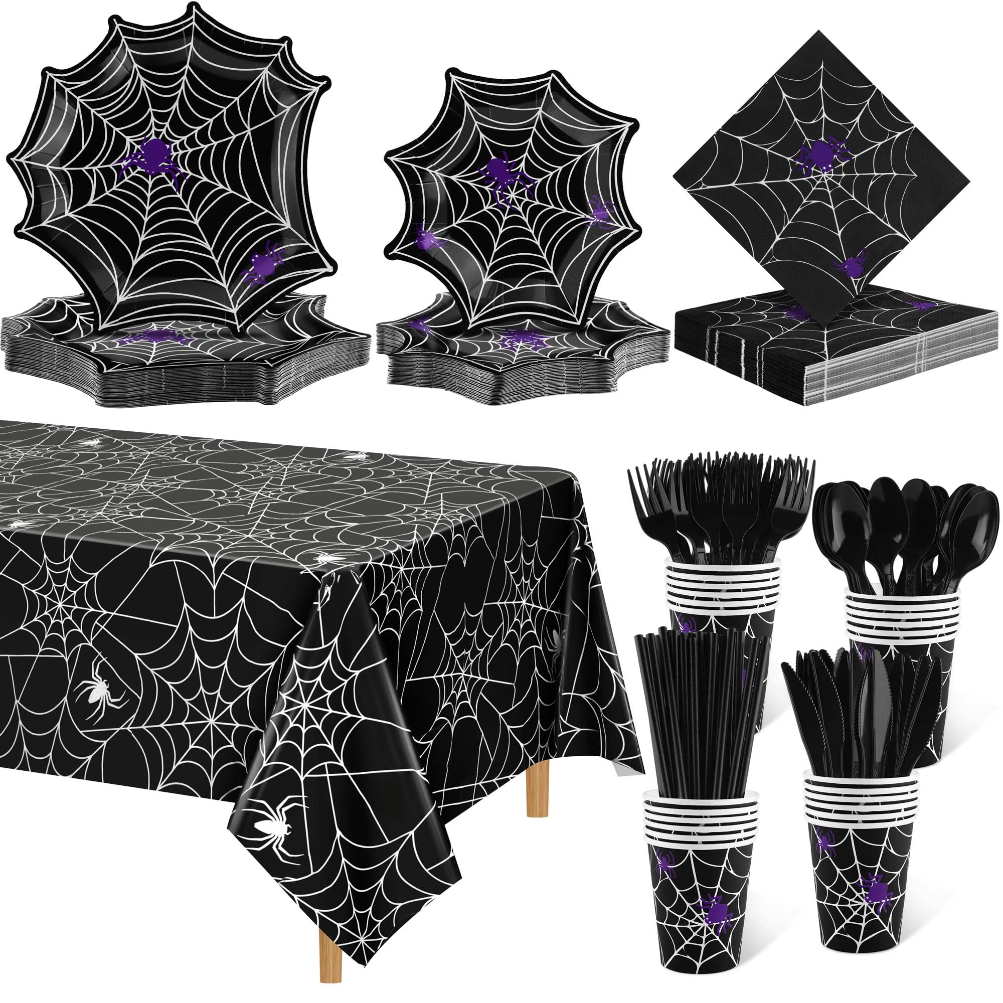 Amazon.com: durony 201 Pieces Halloween Spider Web Party Supplies ...