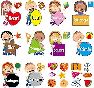 Amazon.com: 32 Pieces Shapes Classroom Posters Shapes Bulletin Board ...