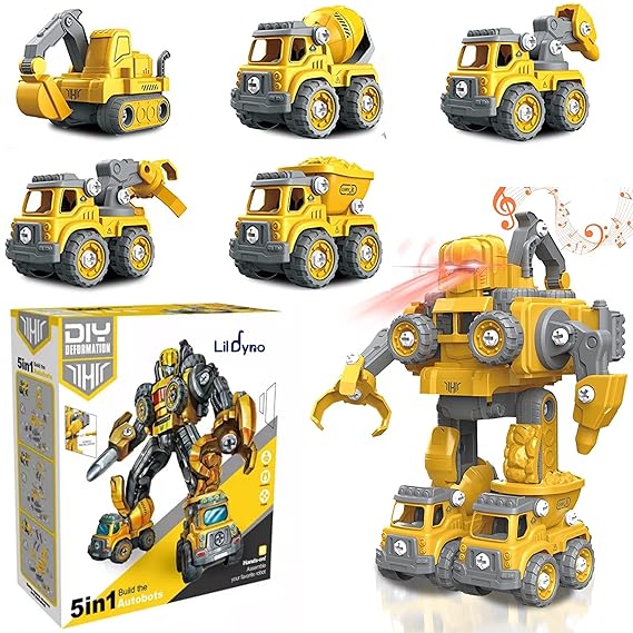 Lil Dyno Toys for 5 6 7 8 9 Years Boys,5 in 1 take Apart Construction ...
