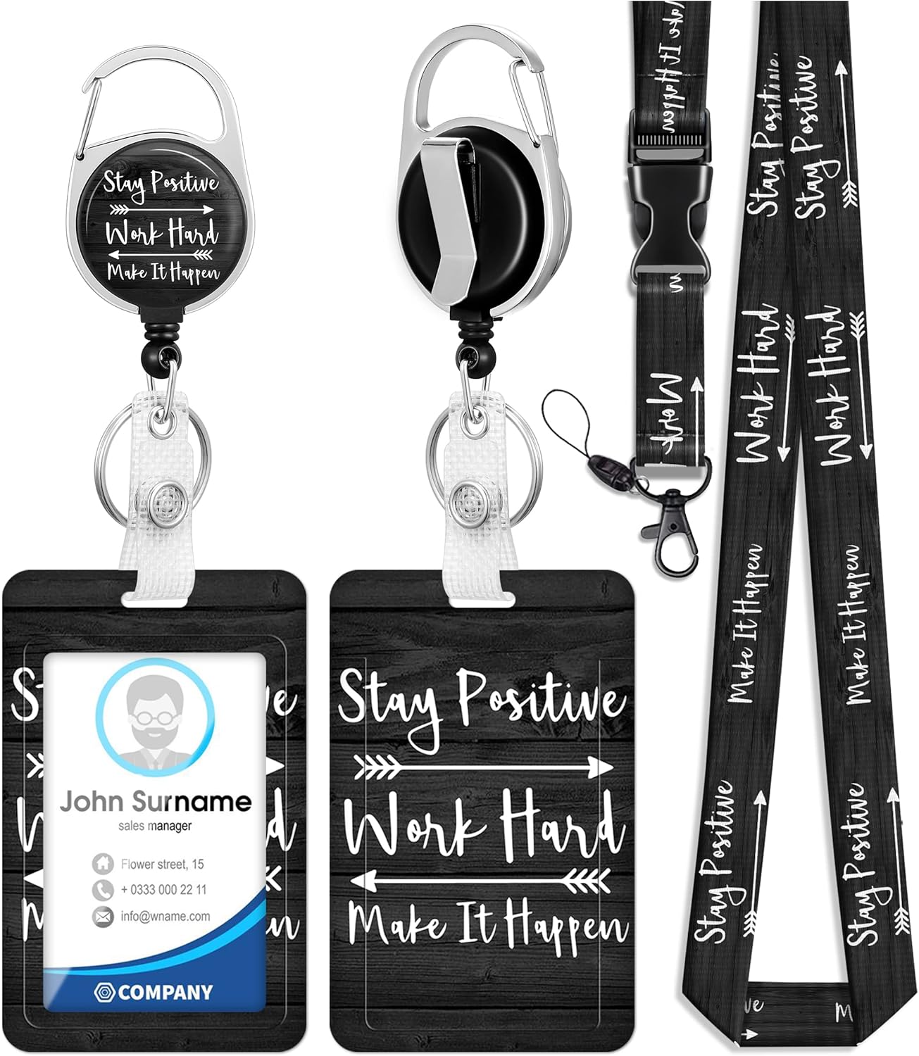 ID Badge Holder with Lanyard and Retractable Badge Reel Clip ...