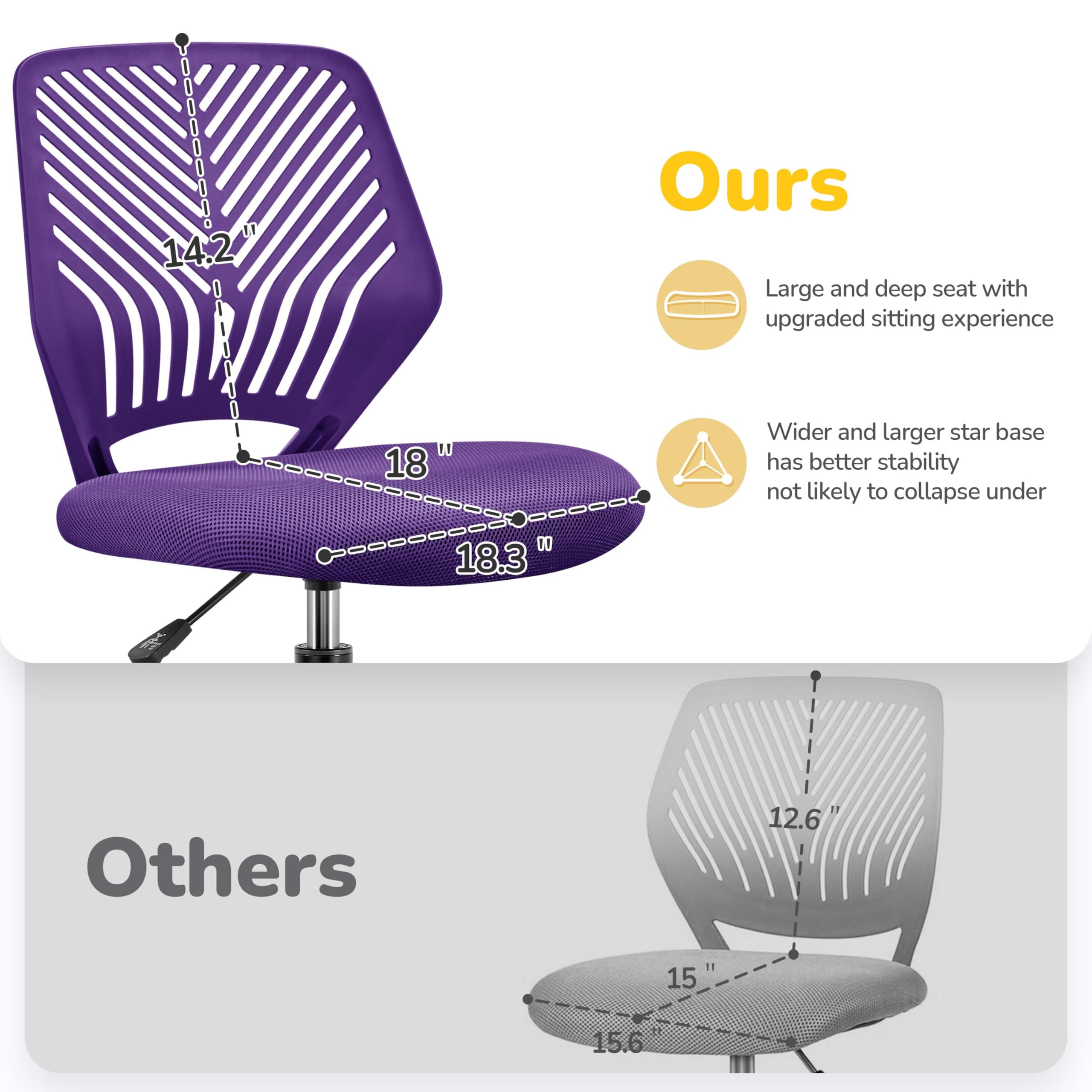 Snapklik.com : Yaheetech Students Cute Desk Chair Low-Back Armless ...