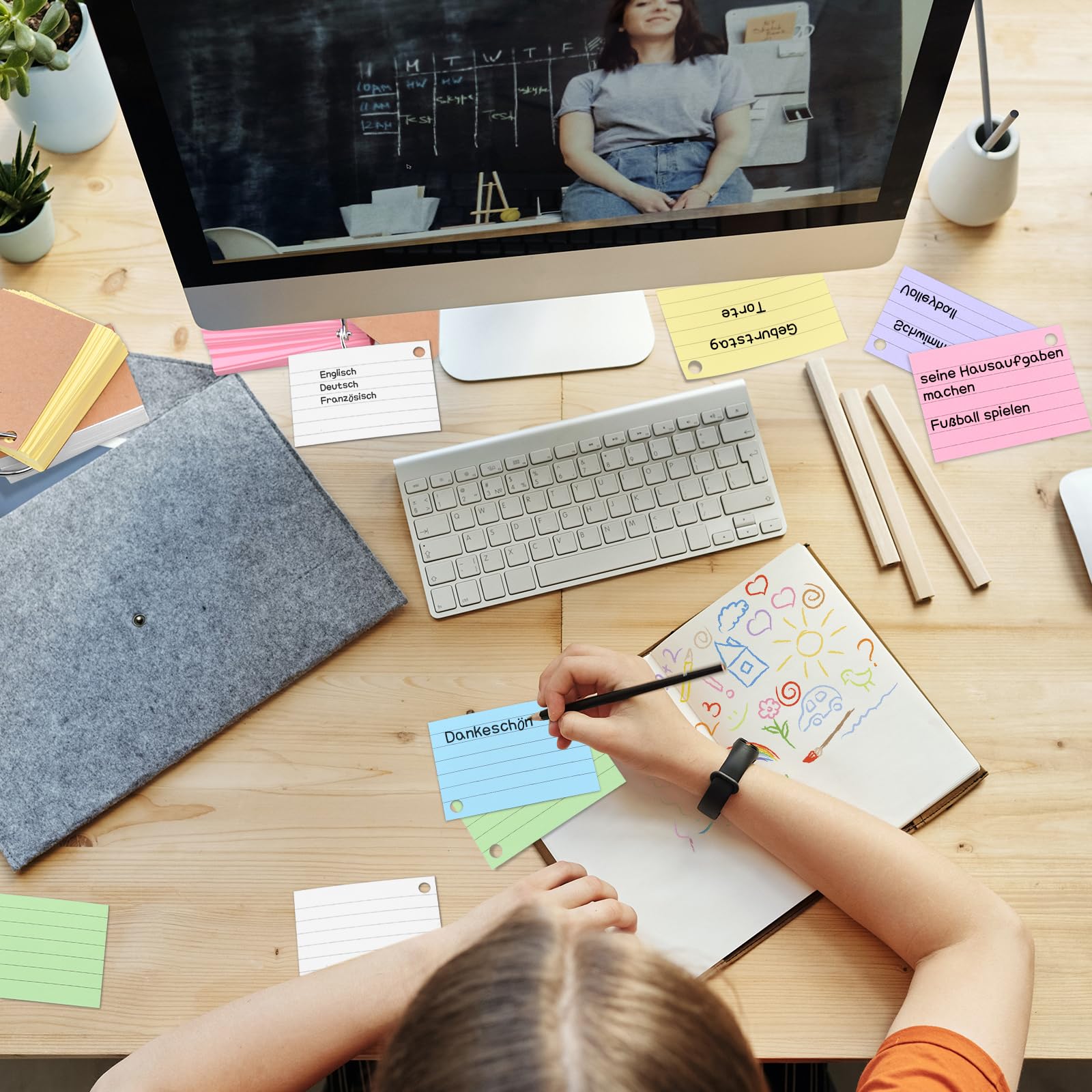 600 Pcs Flash Cards, A6 Multicoloured Flashcards, Revision Cards with ...