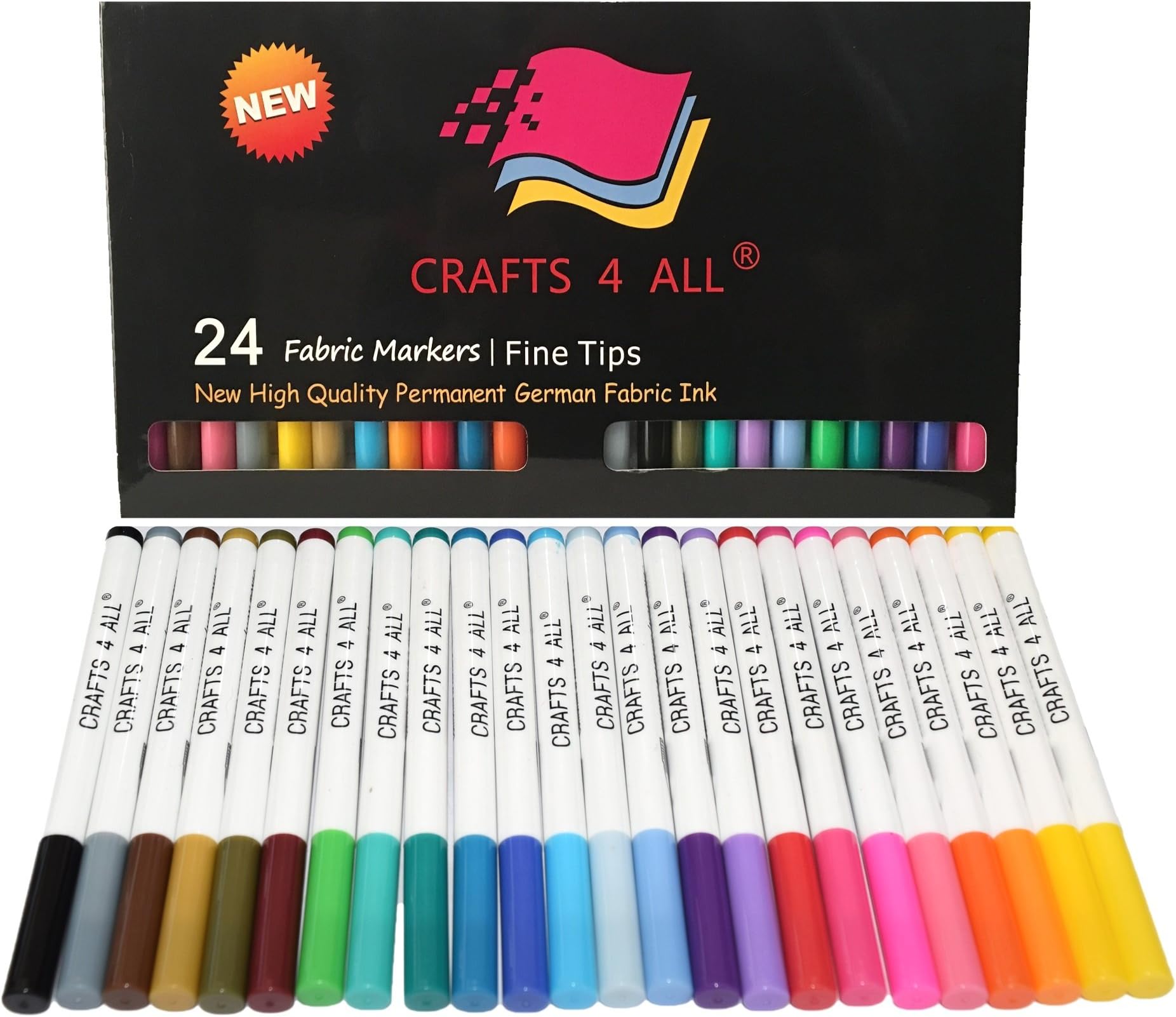 Crafts 4 ALL Fabric Markers Pens Permanent Color Art Markers 24 SET ...