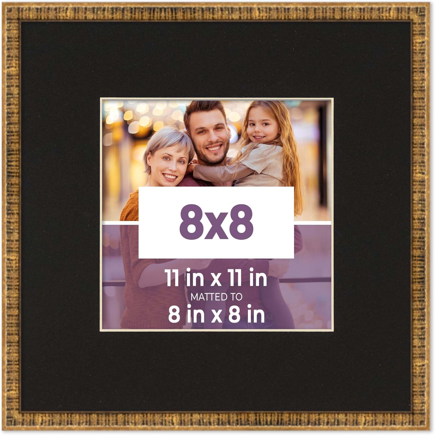 Amazon.com - CustomPictureFrames.com 8x8 Frame Gold with Black Picture ...